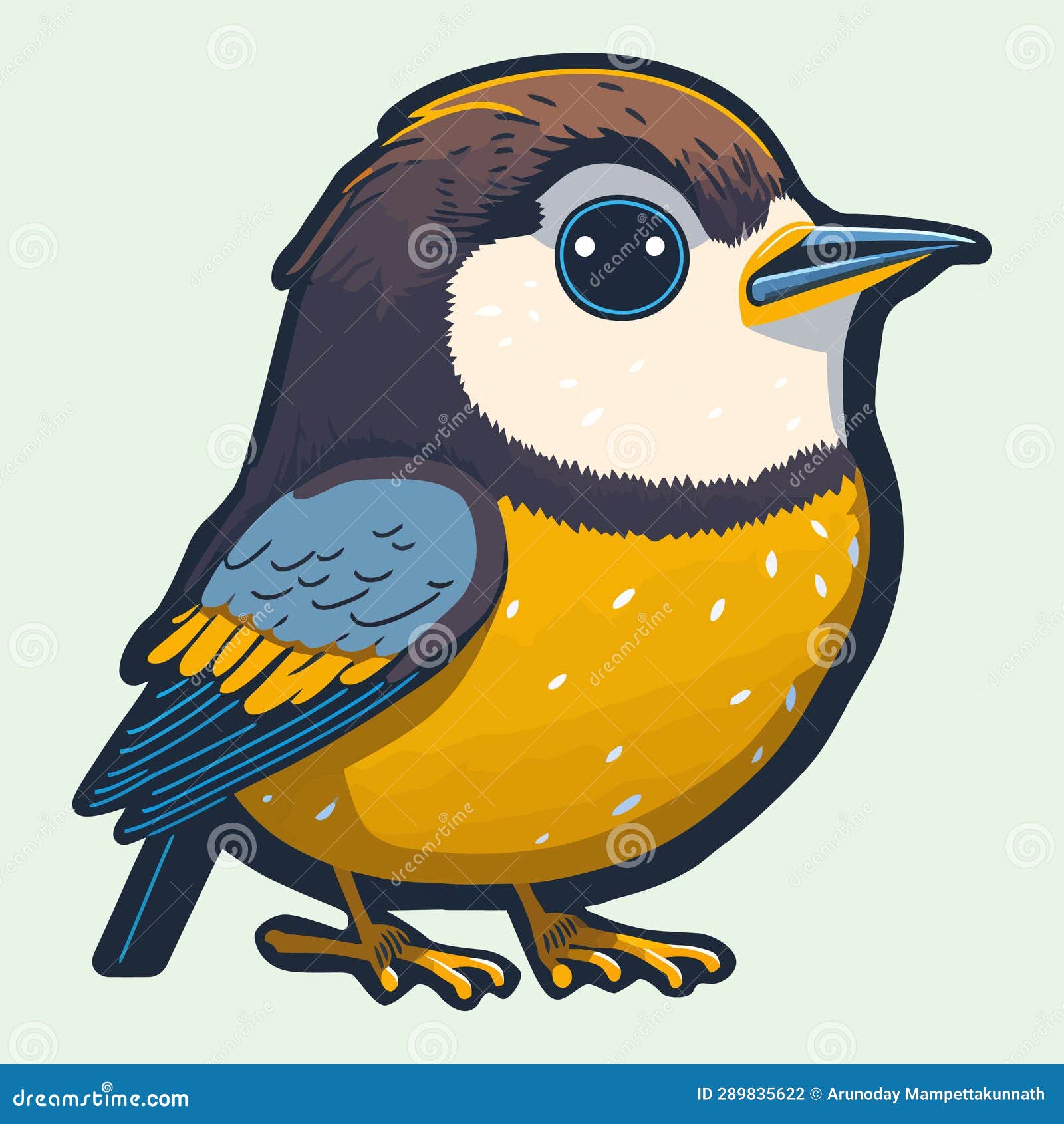 Kawaii Vector Cartoon Illustration of Cute Titmouse Bird Stock Photo ...