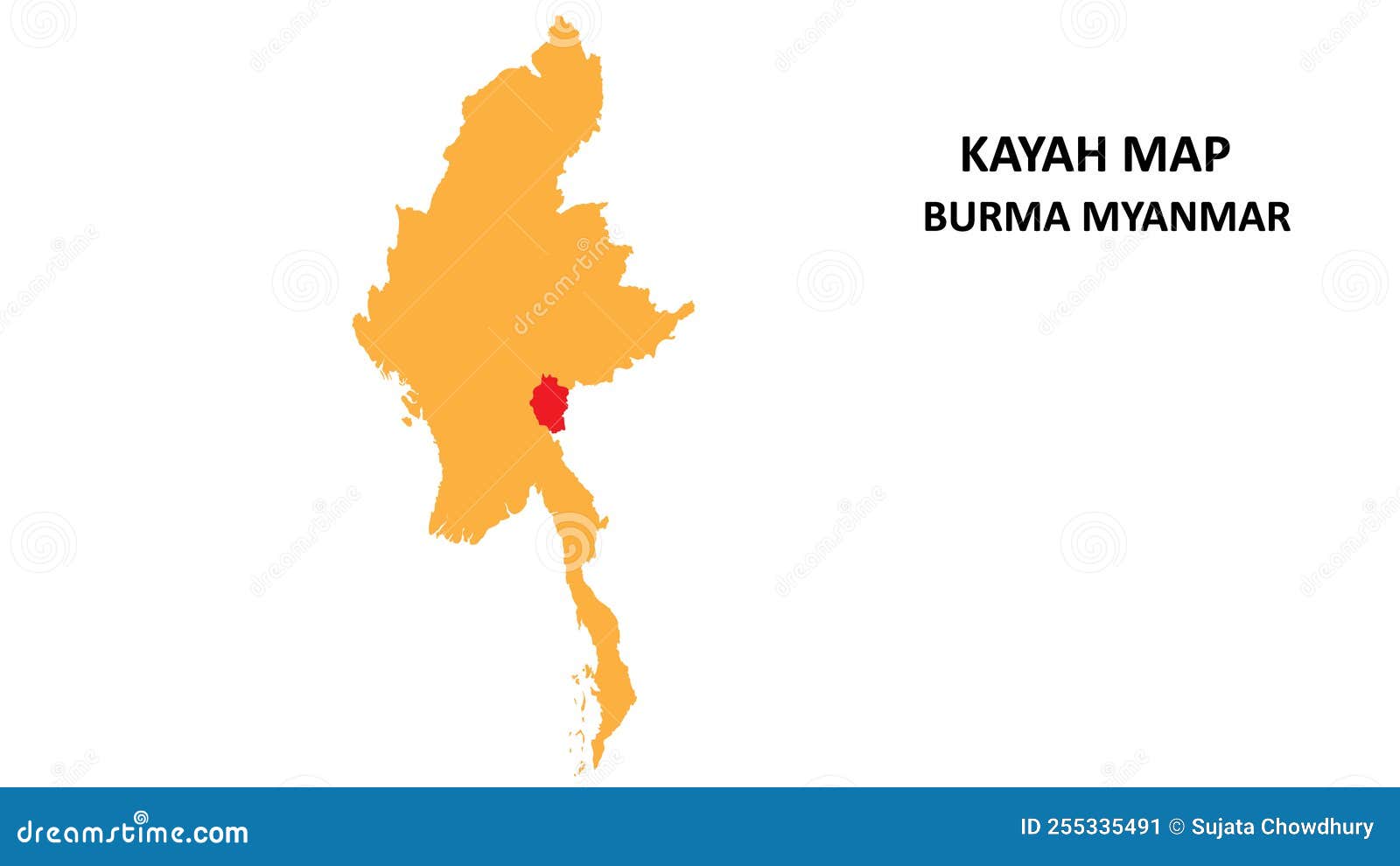 Kayah State and Regions Map Highlighted on Burma Myanmar Map Stock ...