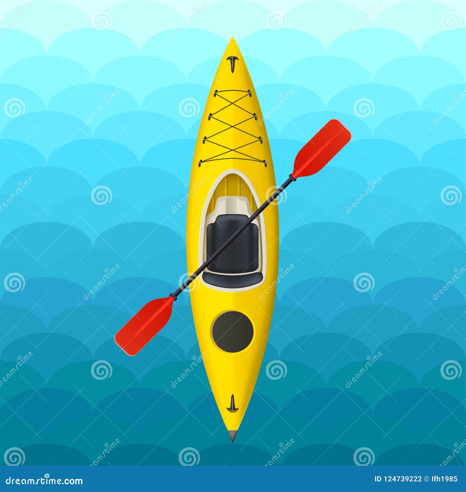 Kayak on blue waves stock vector. Illustration of outdoor - 124739222