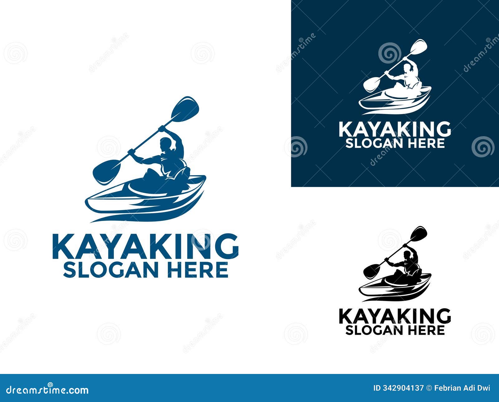 Kayak Boat Paddle Logo Vector, River Stream Kayaking Logo Design, Ocean ...