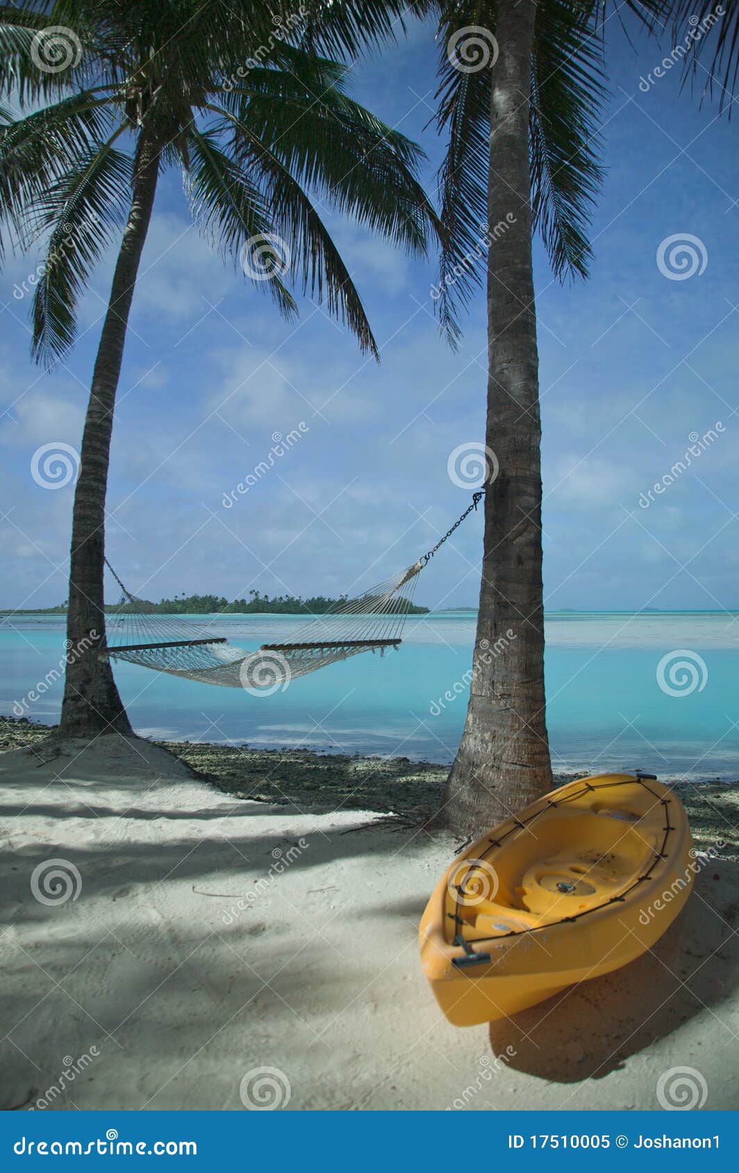 Kayak and Hammock on a Tropical Beach Stock Image - Image of coastline ...