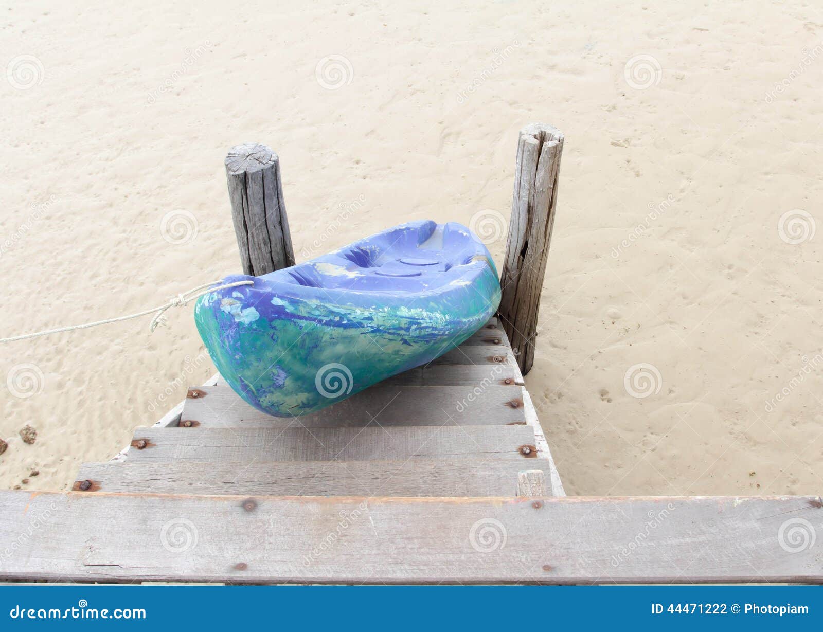 Kayak Lean Stairs Wood at the Tropical Beach. Stock Photo - Image of ...