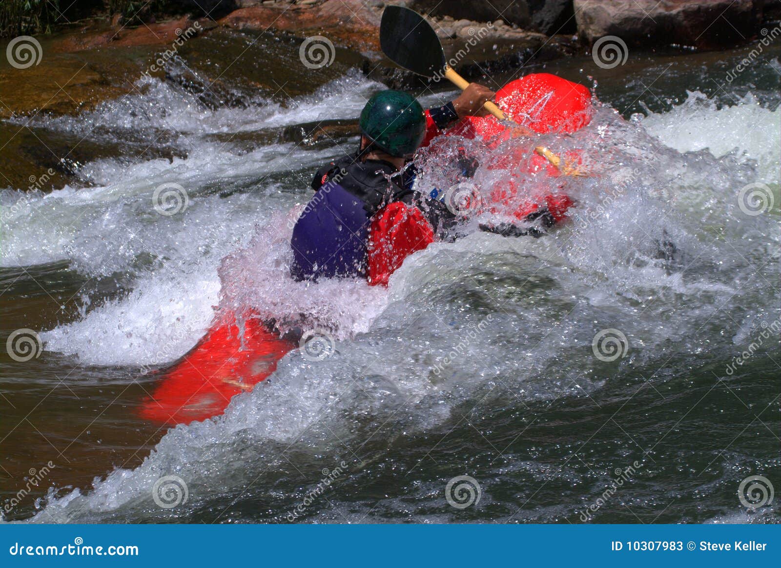 Kayak paddling in rapids stock image. Image of helmet - 10307983