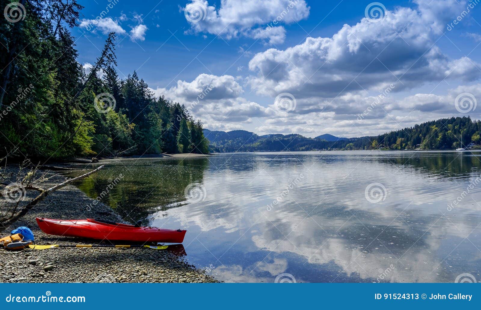 Kayak on Puget Sound stock image. Image of blue, reflections - 91524313