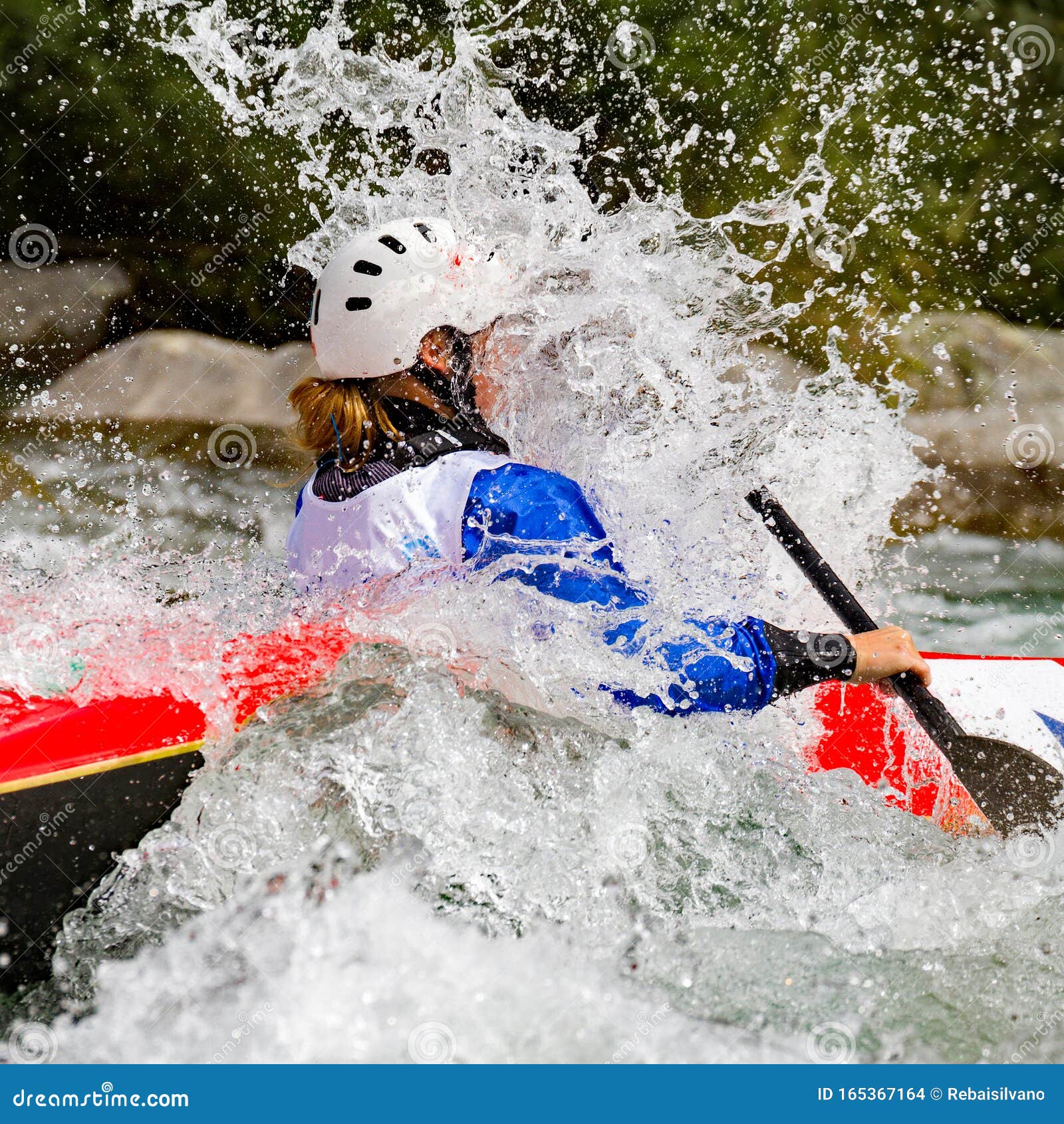 Kayak in the rapids stock photo. Image of outdoor, extreme - 165367164