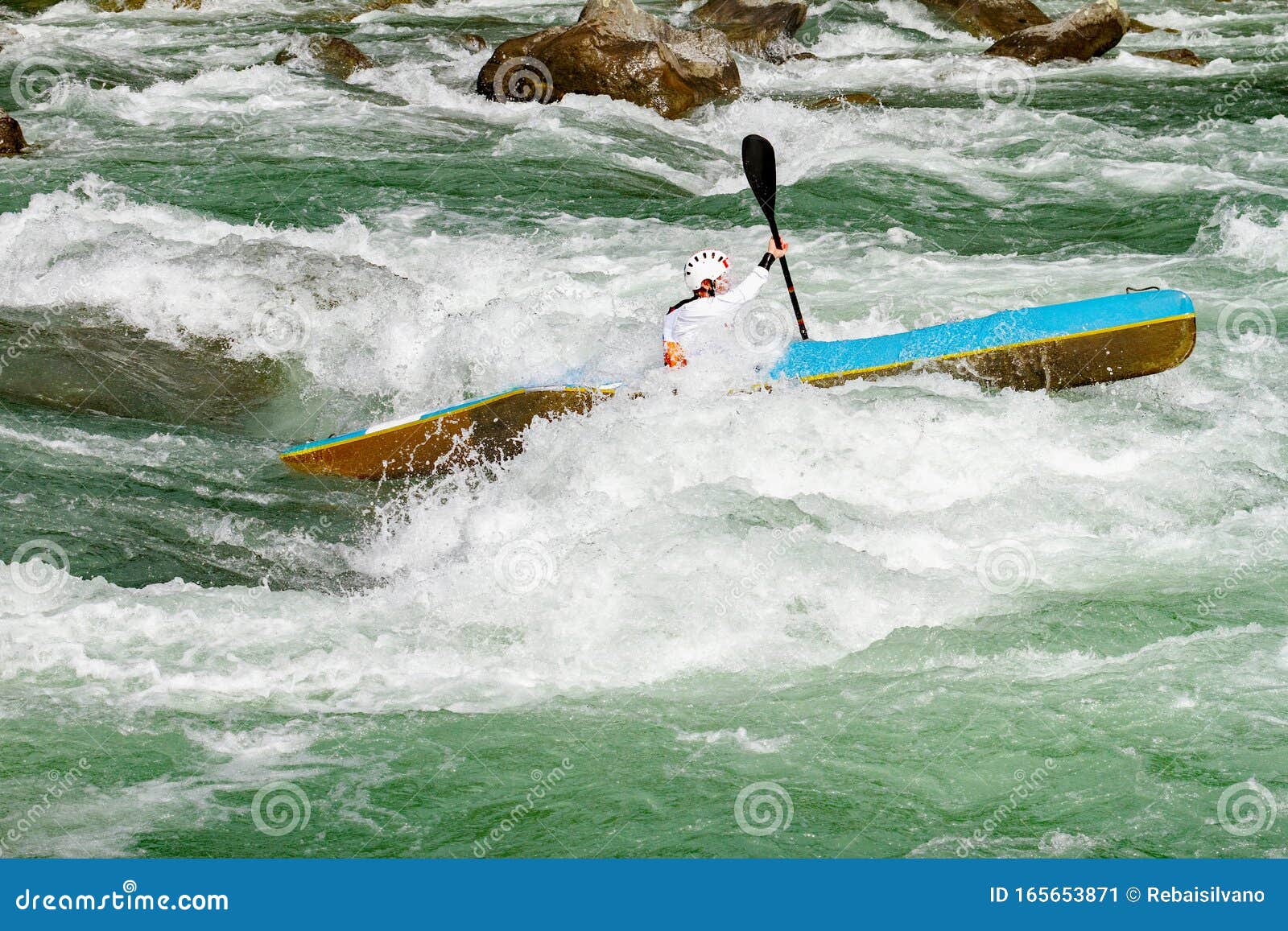 Kayak in the rapids stock image. Image of danger, action - 165653871