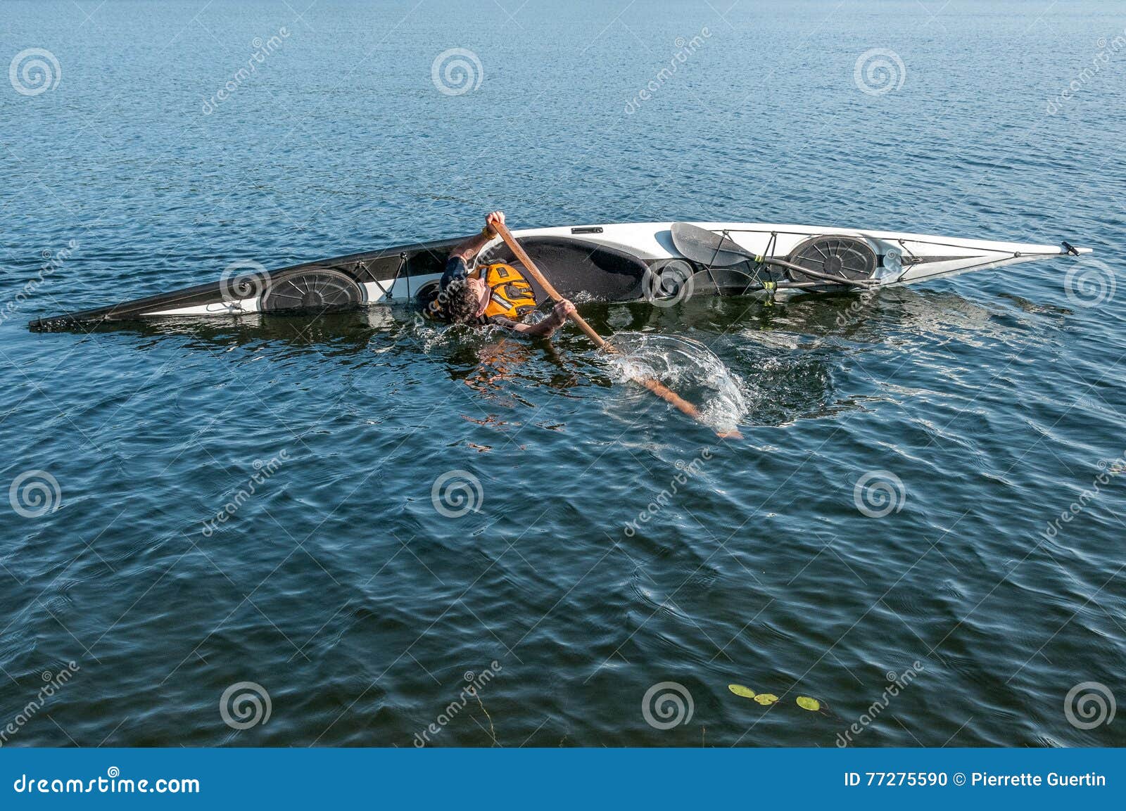 Kayak sculling technique 1 stock photo. Image of rough - 77275590