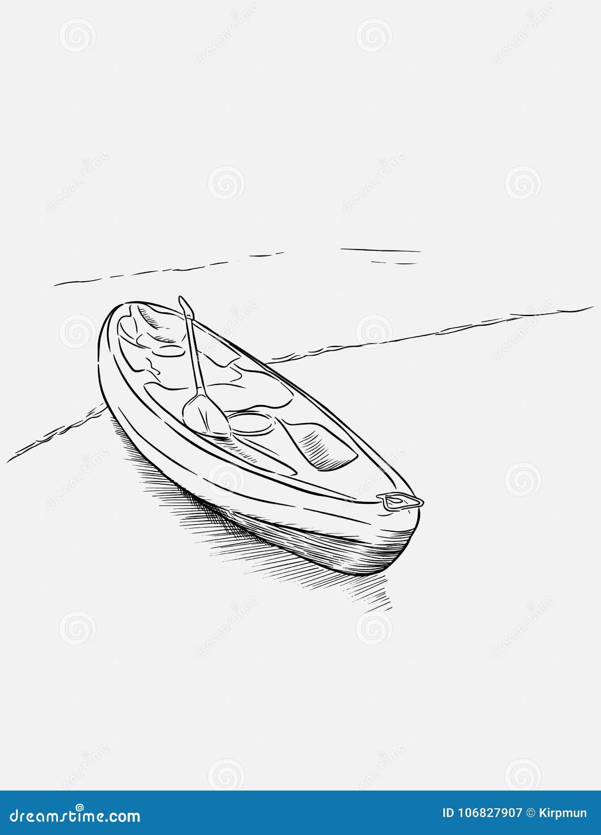 Kayak Sketch Vector Illustration Stock Vector - Illustration of line ...