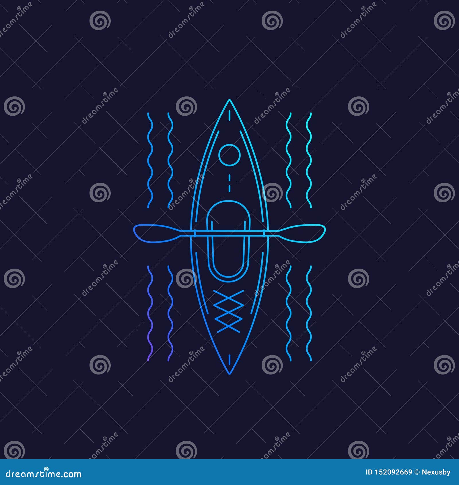 Kayak Top View, Linear Vector Illustration Stock Vector - Illustration ...