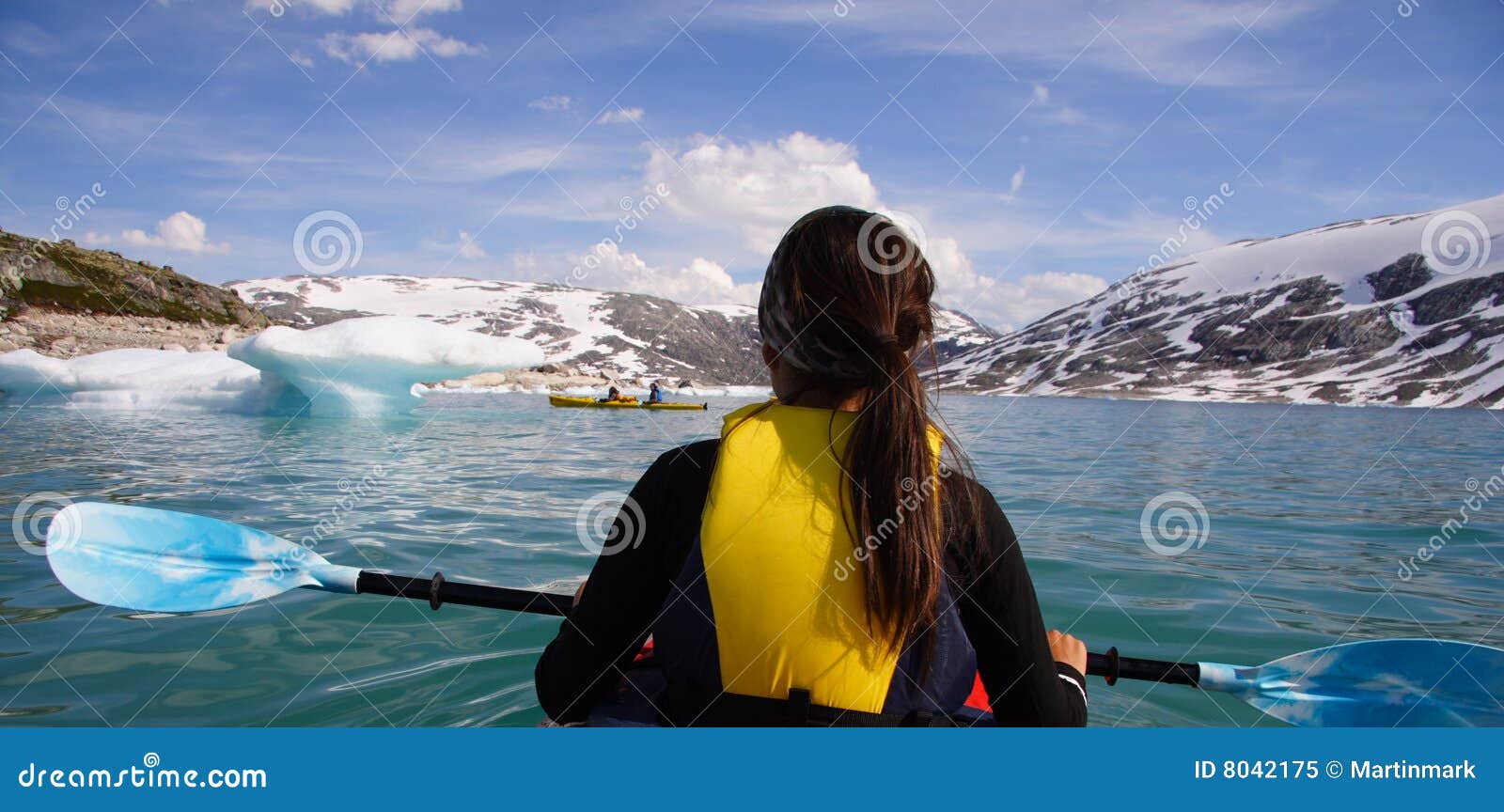Kayak woman stock image. Image of jostedalsbreen, landscape - 8042175