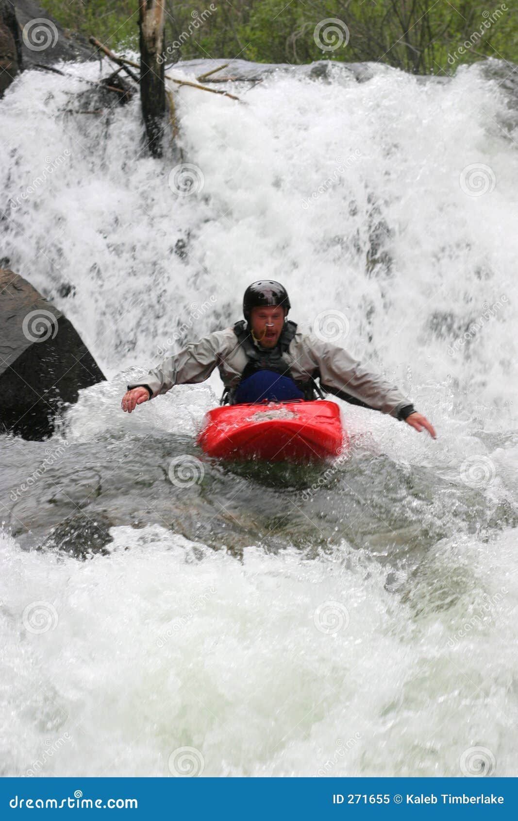 Kayaker Hand Paddling Waterfall Stock Image - Image of falls, river: 271655