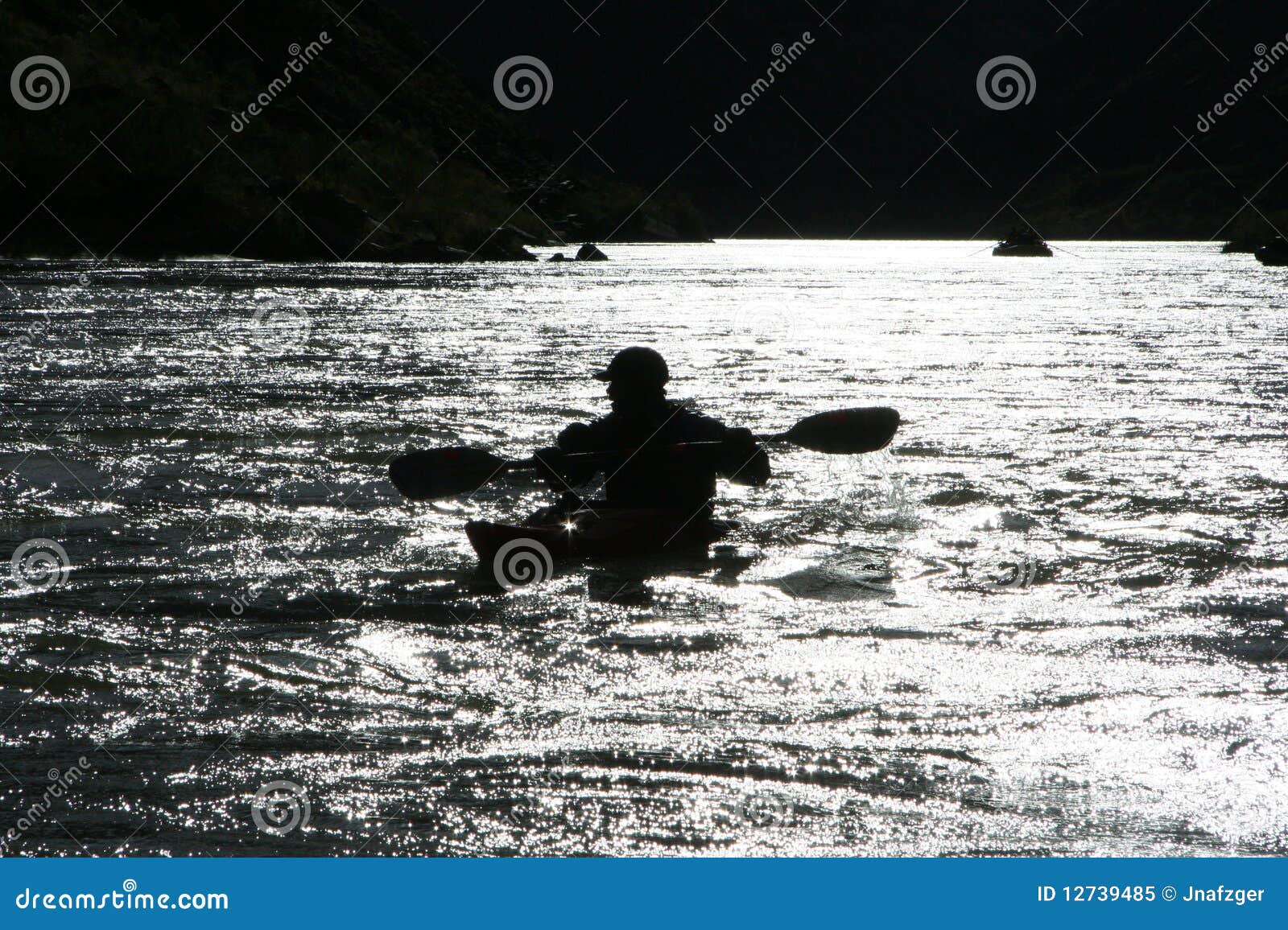Kayaker Silhouette stock image. Image of rowing, river - 12739485