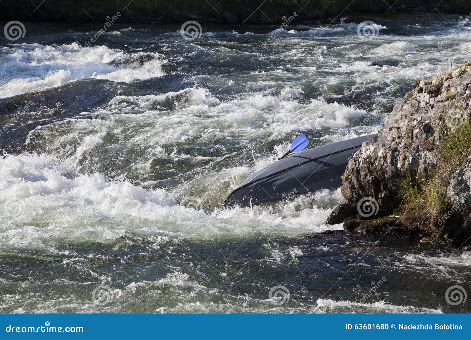 Kayaker Turning Over in Whitewater Stock Photo - Image of adventure ...