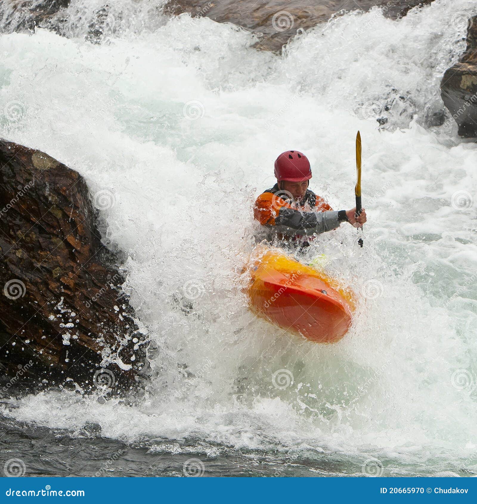 Kayaker in the waterfall stock photo. Image of lifestyle - 20665970