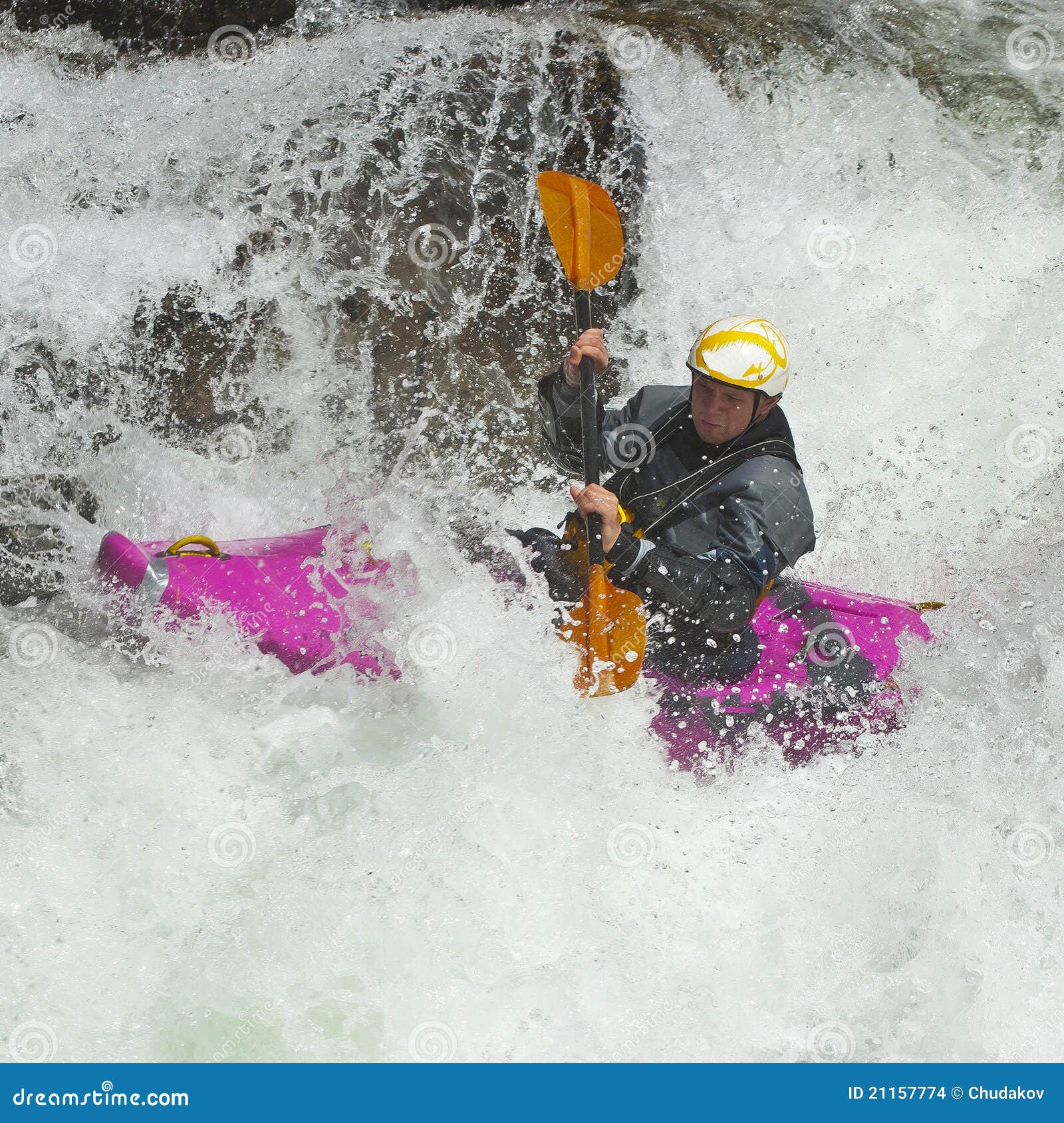 Kayaker in the waterfall stock photo. Image of cool, kayak - 21157774