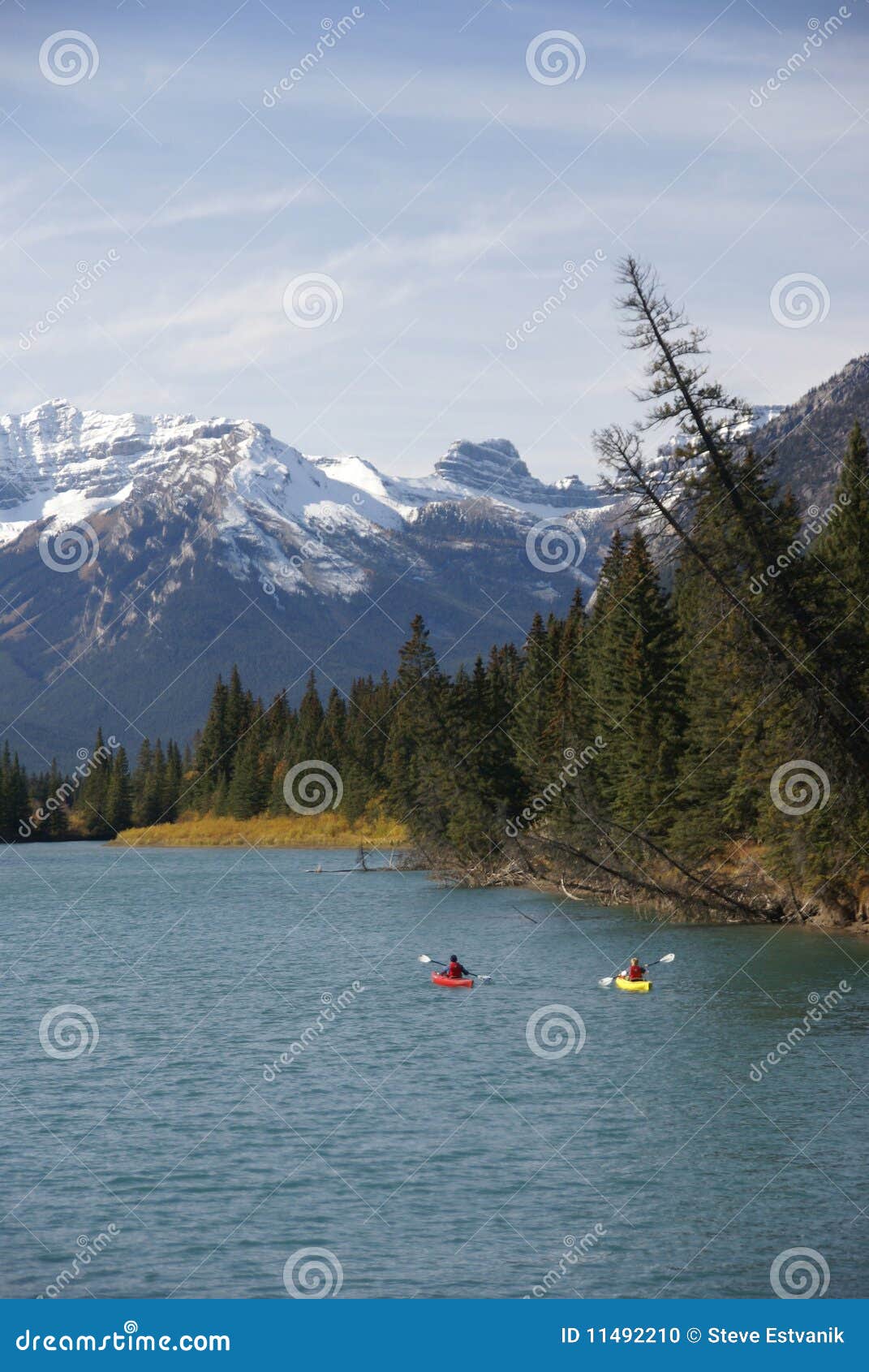 Kayakers on the Bow River stock photo. Image of nature - 11492210