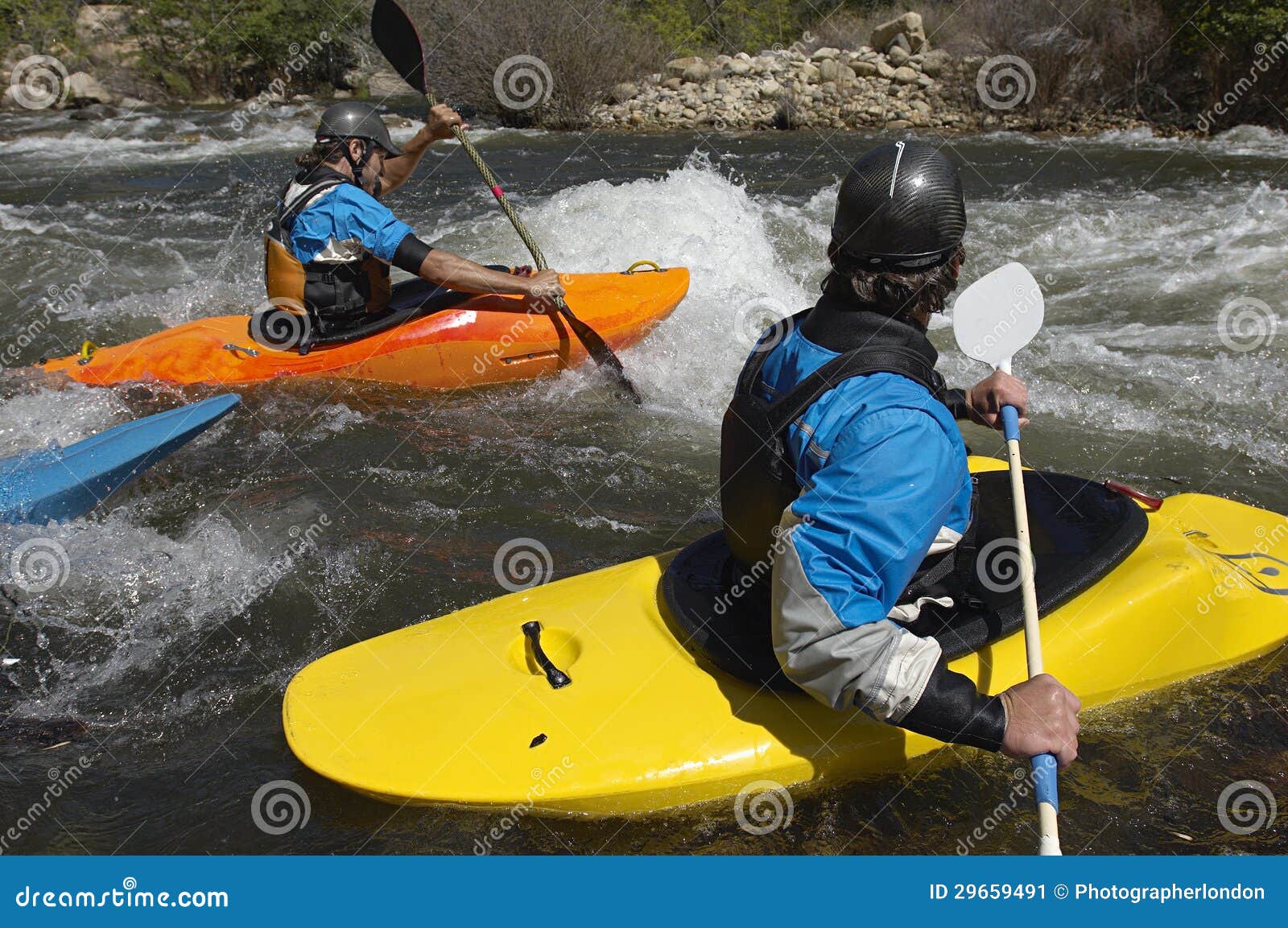 Kayakers on River stock image. Image of agility, adult - 29659491