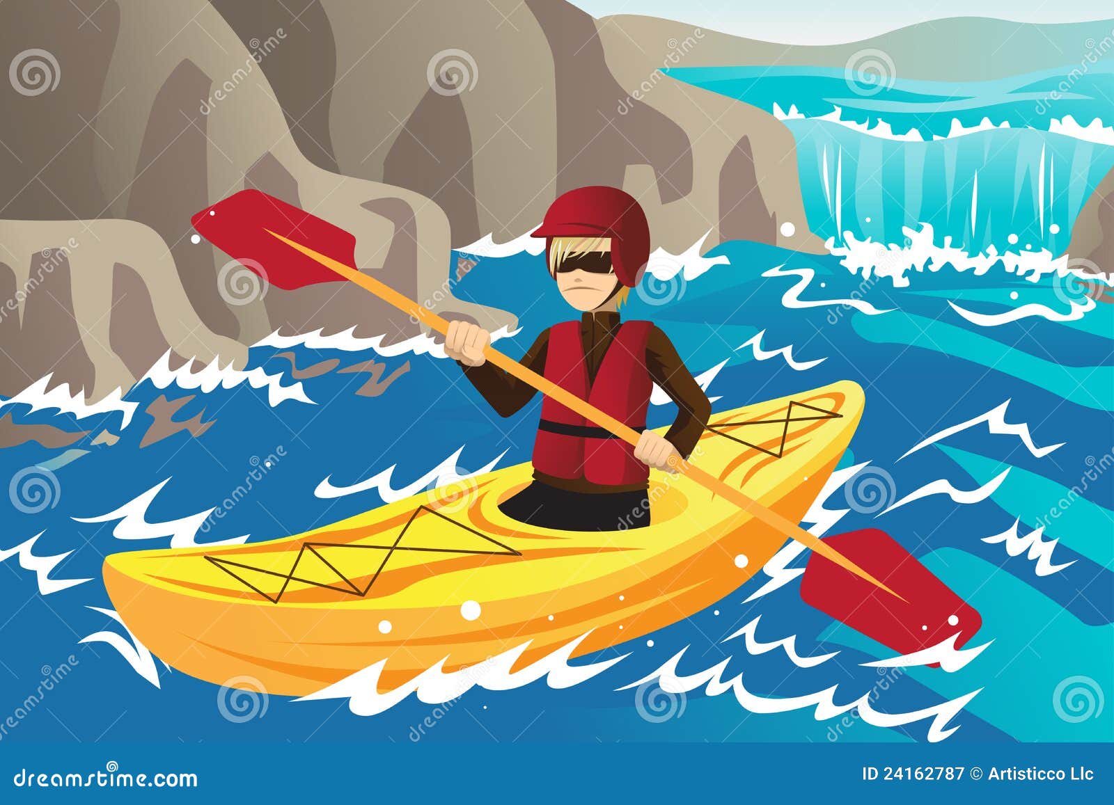 Kayaking stock vector. Image of exercise, sport, cartoon - 24162787