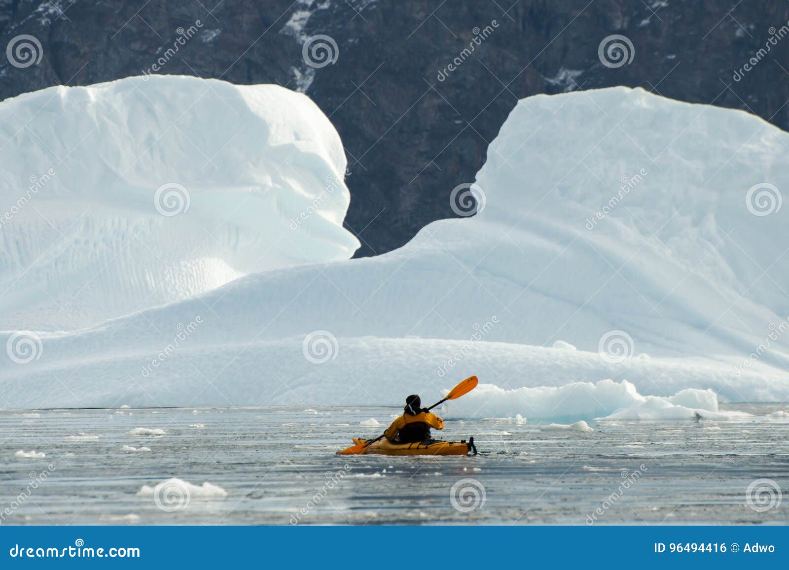 Kayaking in the Arctic editorial photo. Image of iceberg - 96494416