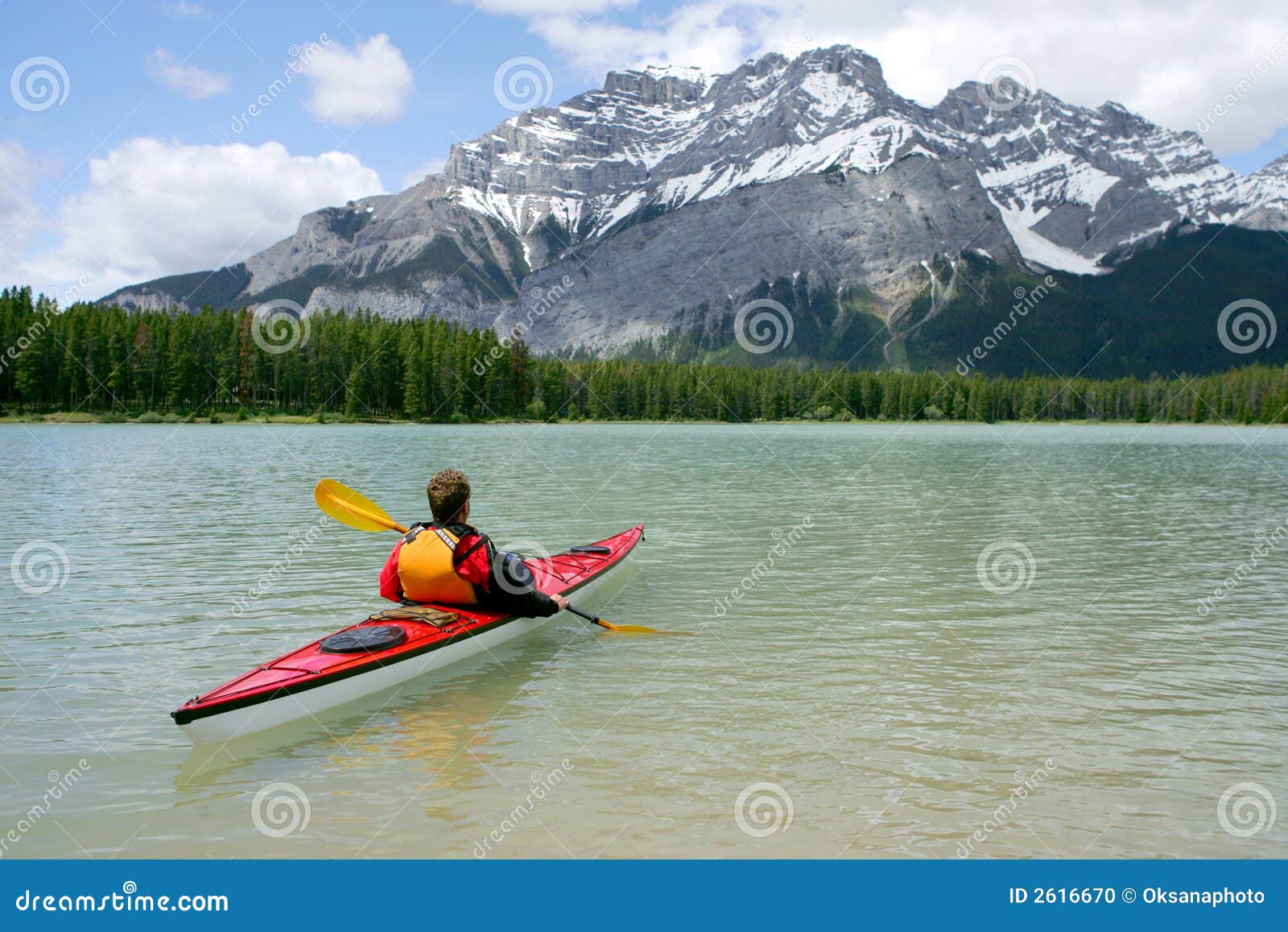 Kayaking in Banff stock photo. Image of boating, mirror - 2616670