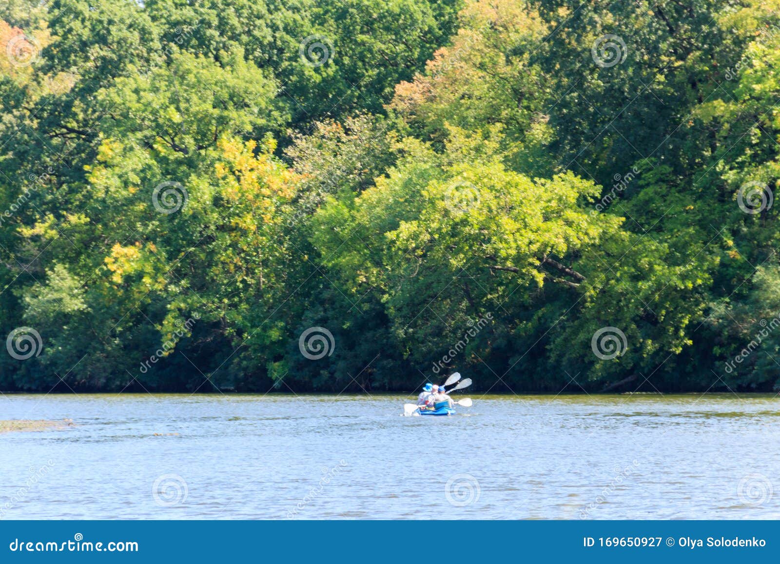 Kayaking on Beautiful River at Summer Stock Image - Image of boat ...