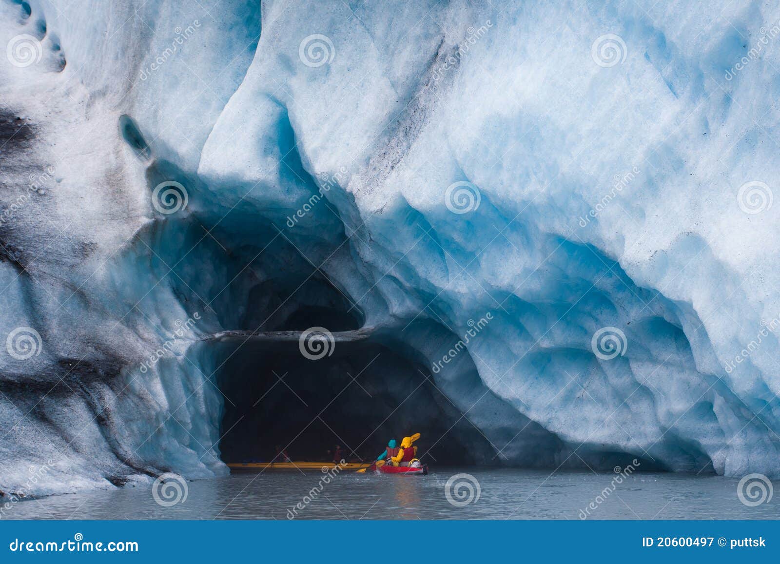 Kayaking into Blue Ice Cave Stock Image - Image of water, large: 20600497