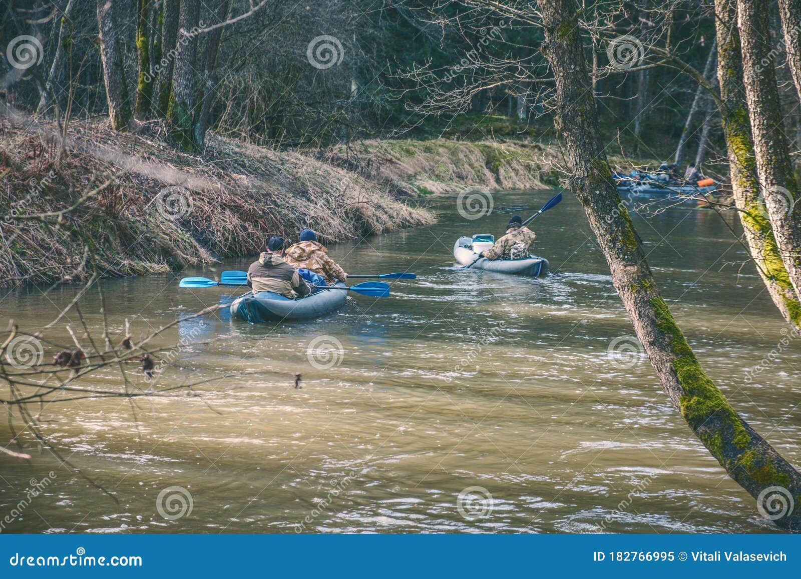 Kayaking on the Forest River Stock Image - Image of danube, calm: 182766995