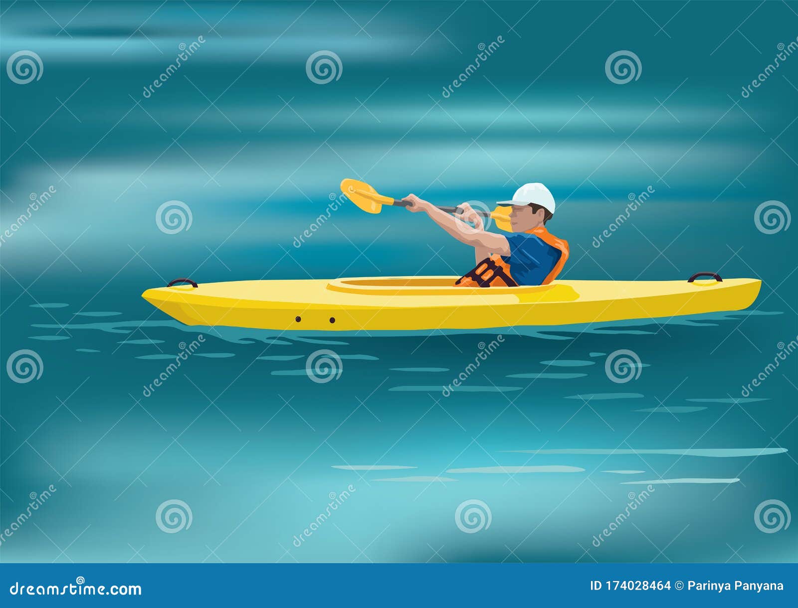 Kayaking in the lake stock vector. Illustration of culture - 174028464