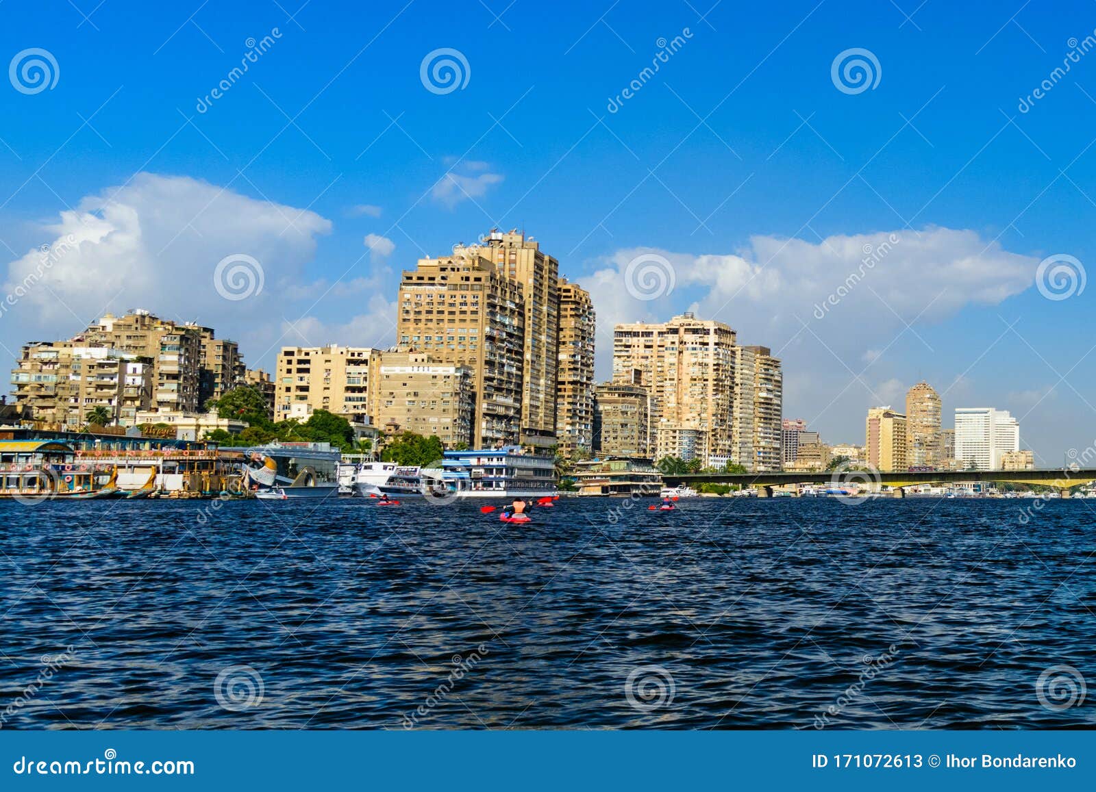 Kayaking On The Nile River In Cairo City Egypt Summer Vacations Stock