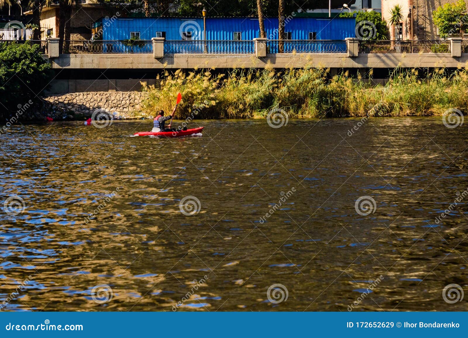 Kayaking On The Nile River In Cairo City Egypt Summer Vacations Stock