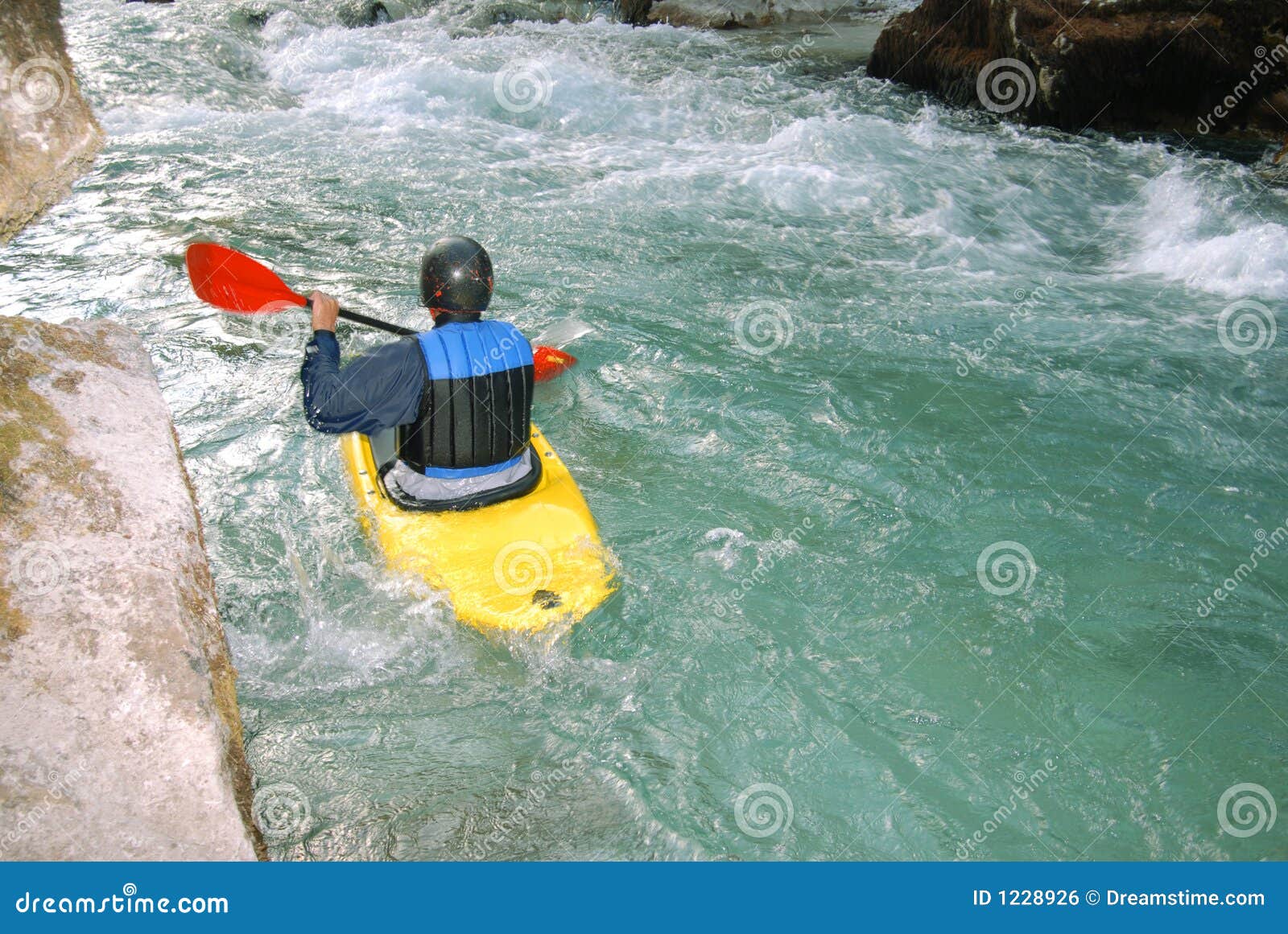 Kayaking on the Rapids of River Stock Photo - Image of excitement, soak ...