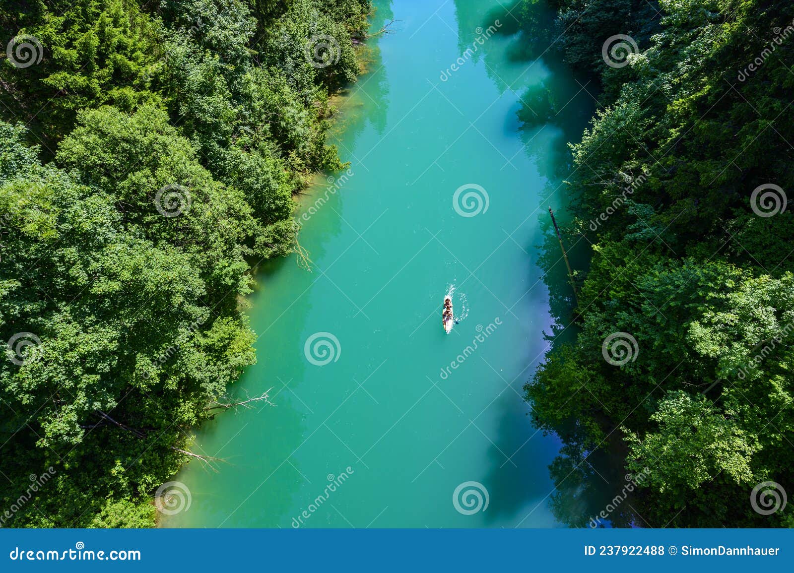 Kayaking on River in Forest - Beautiful Nature Scenery Stock Photo ...