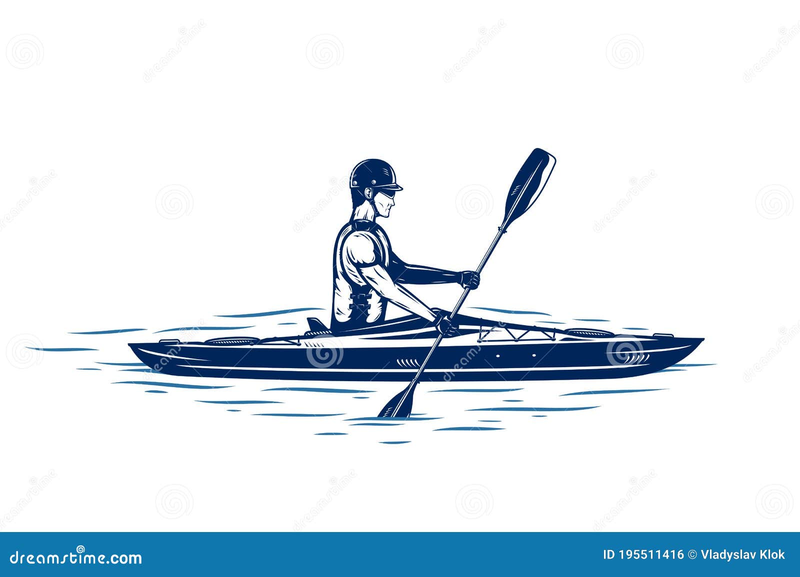 Kayaking on River Vector Illustration Stock Vector - Illustration of ...