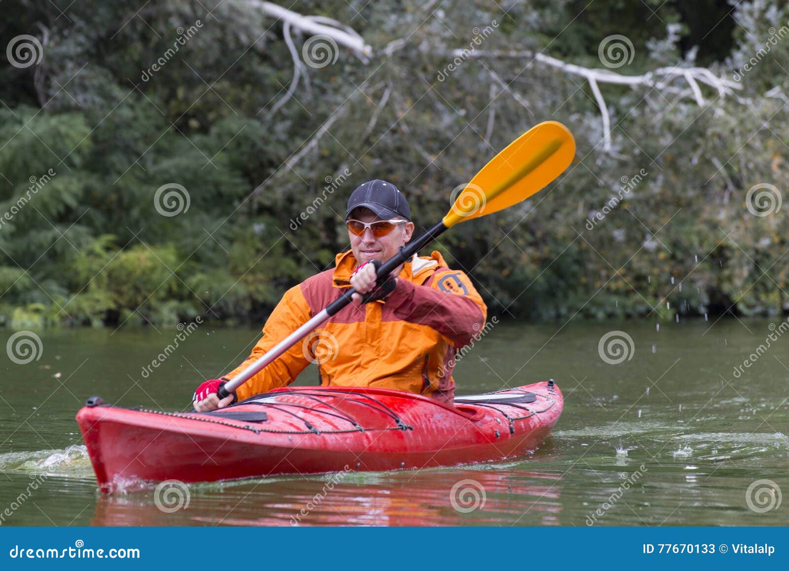 Kayaking on the river. stock image. Image of outdoor - 77670133