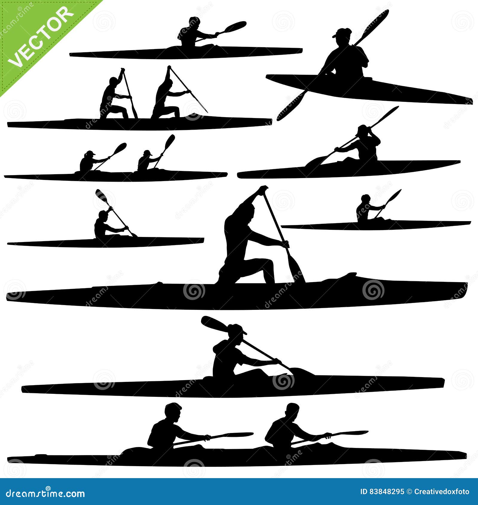 Kayaking Silhouettes Vector Stock Vector - Illustration of boat ...