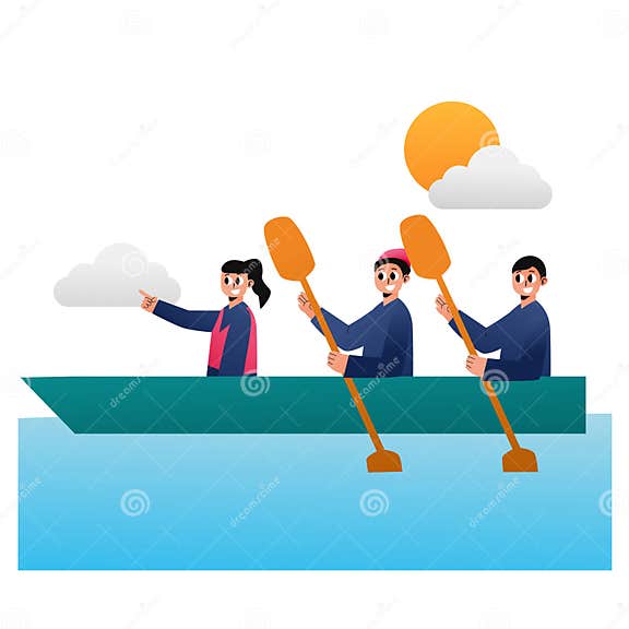 Kayaking Teamwork: Paddling in Sync Stock Vector - Illustration of ...