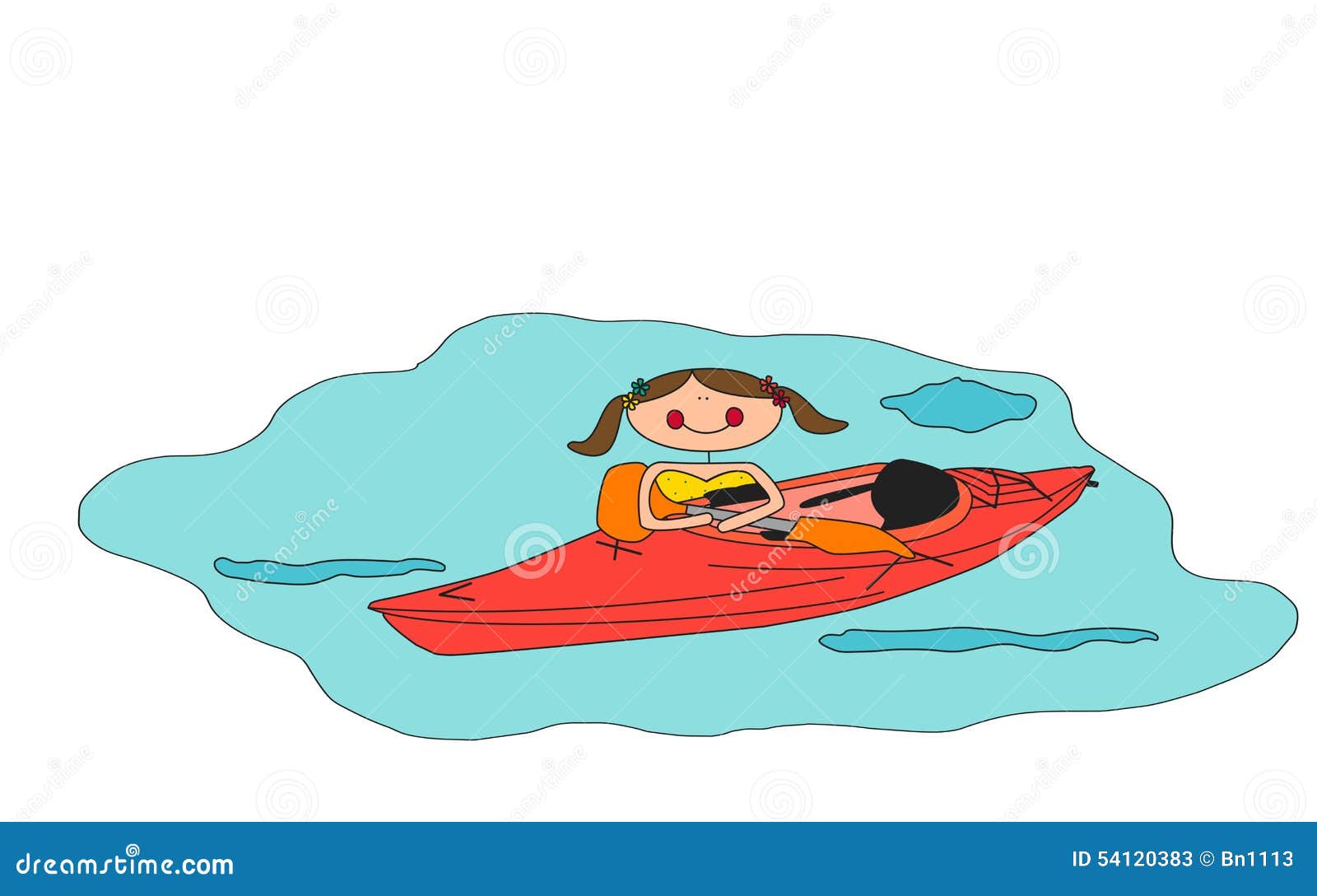 Kayaking stock illustration. Illustration of girl, decorative - 54120383