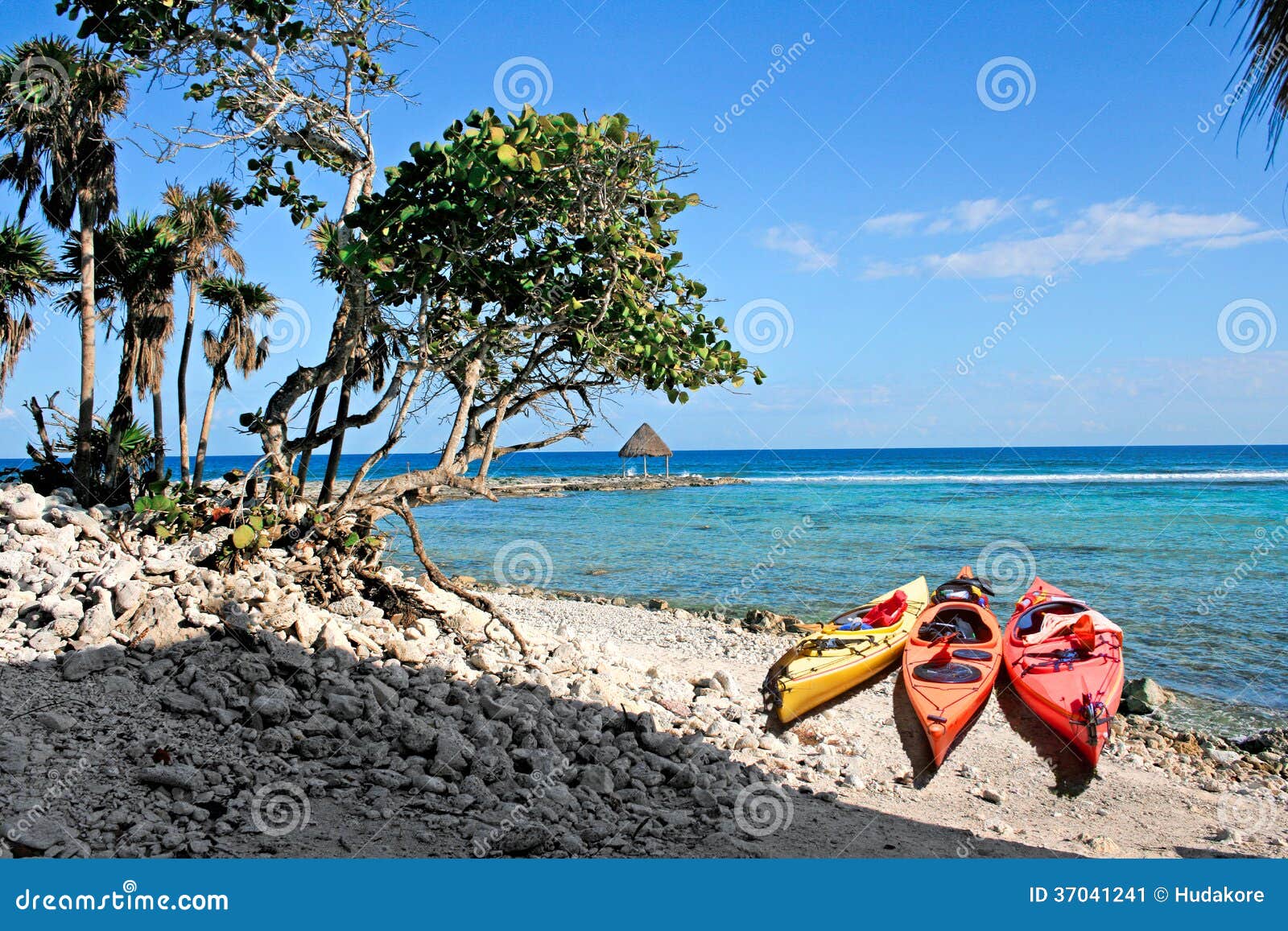 Kayaks on a Beach stock image. Image of kayaking, lagoon - 37041241