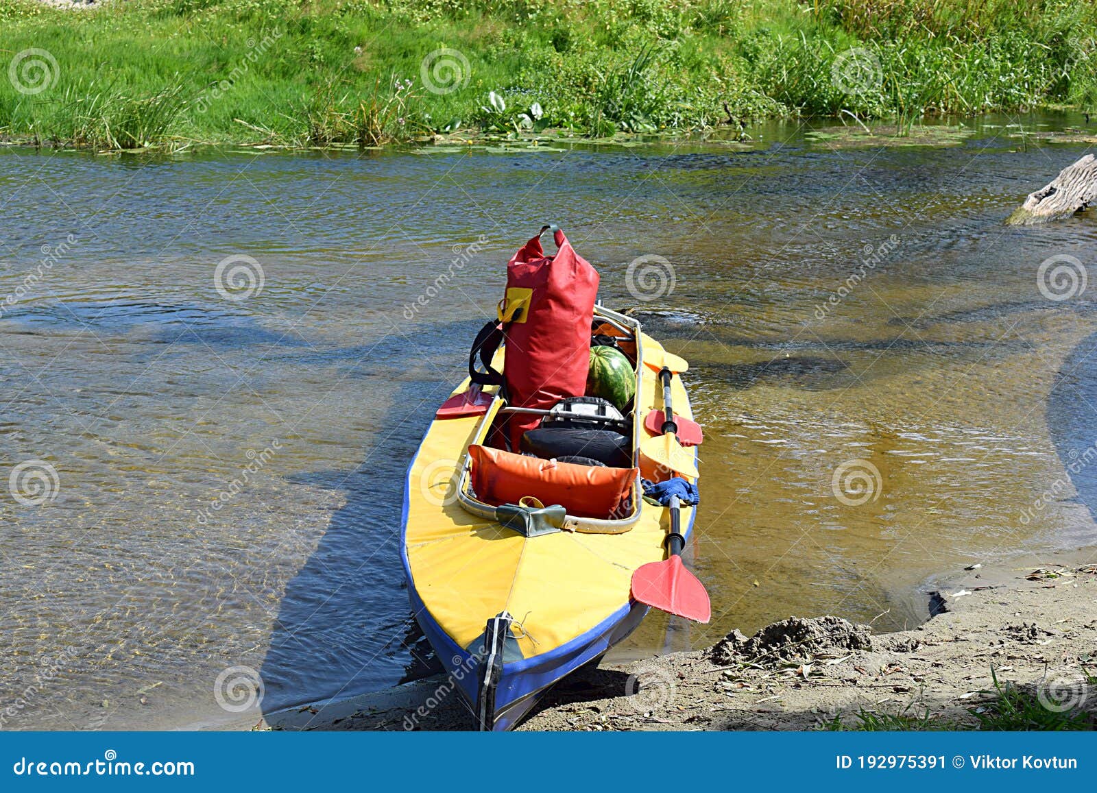 Kayaks on the Beach during a Stop Stock Image - Image of fishing ...