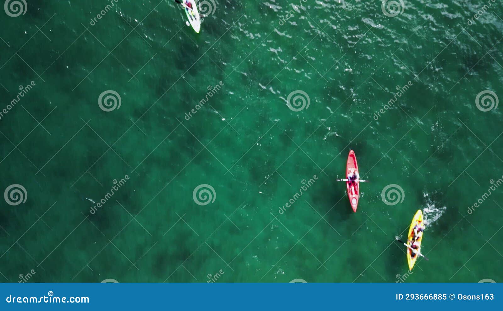 Kayaks of Different Colors Float on the Water in the Ocean Stock Video ...
