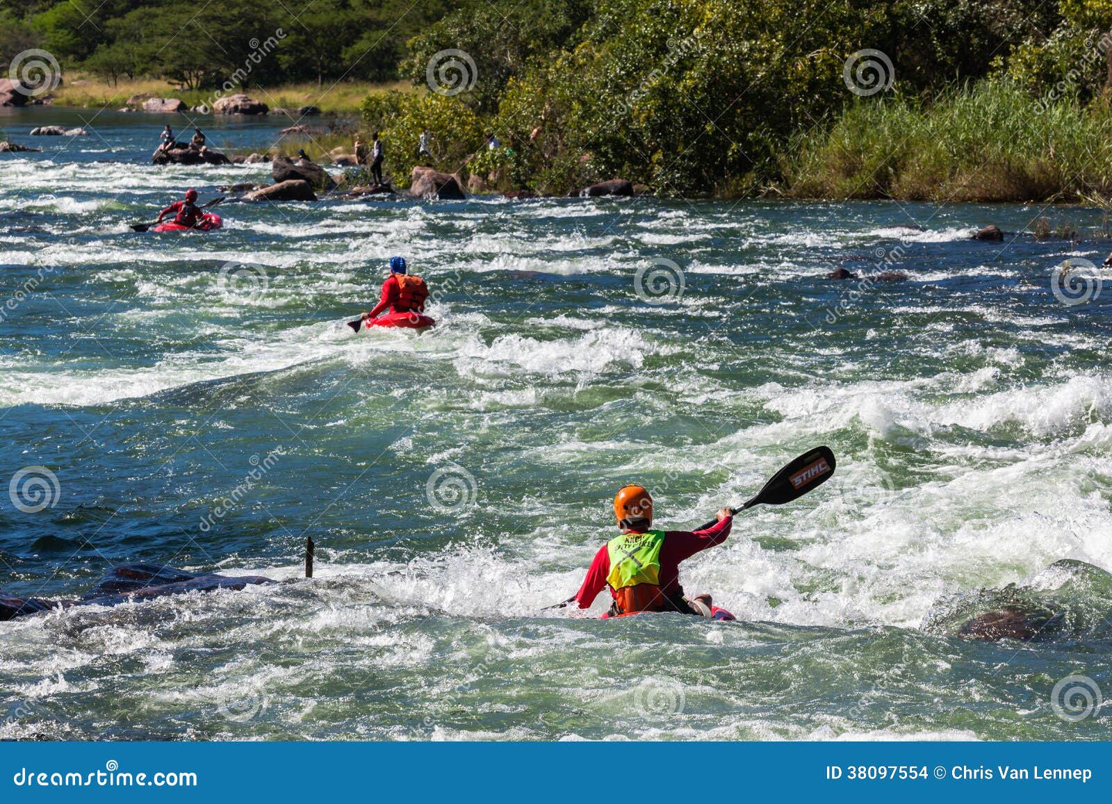 Kayaks River Rapids Action editorial stock image. Image of paddlers ...