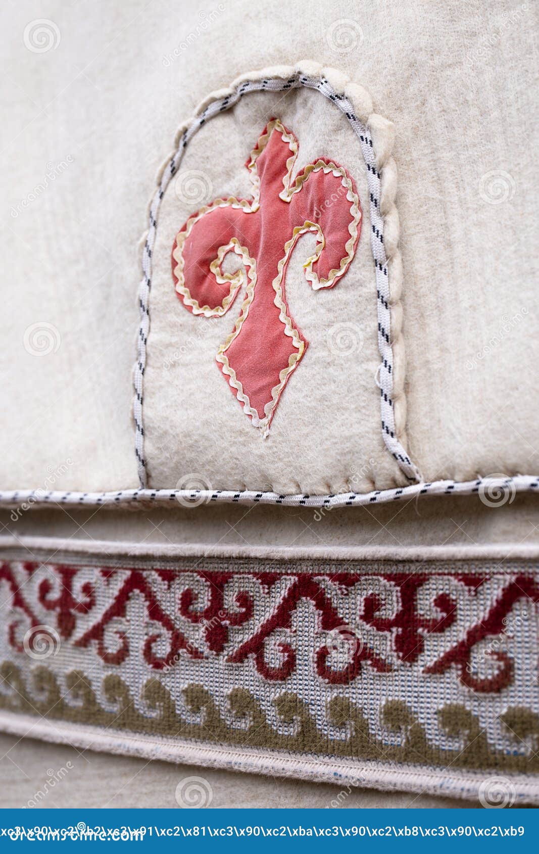 The Kazakh National Pattern Embroidered on Fabric Stock Photo - Image ...
