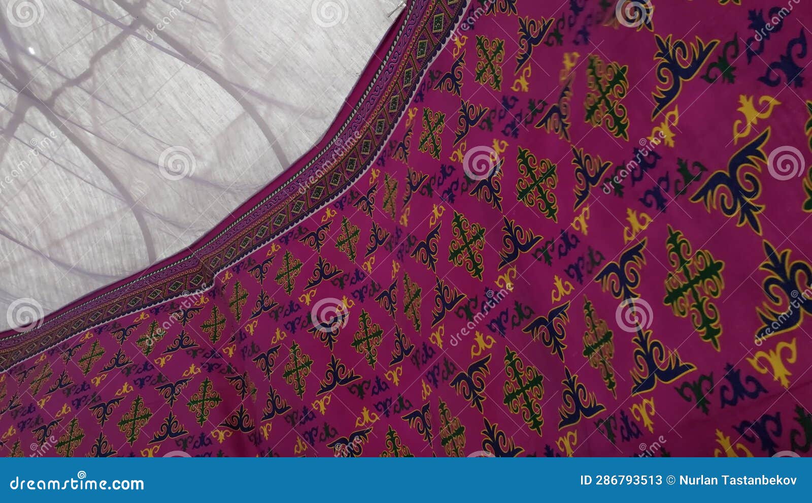 Kazakh Patterns Inside the Yurt. Fabric with National Patterns Develops ...