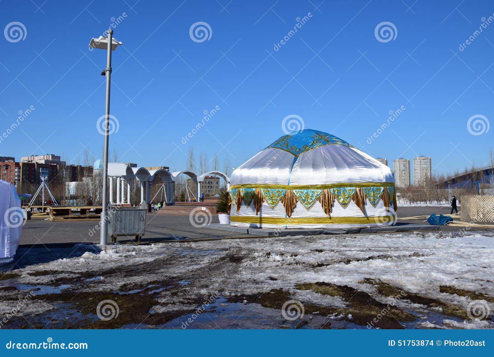 Kazakh Yurt Covered with White Silk Editorial Stock Image - Image of ...