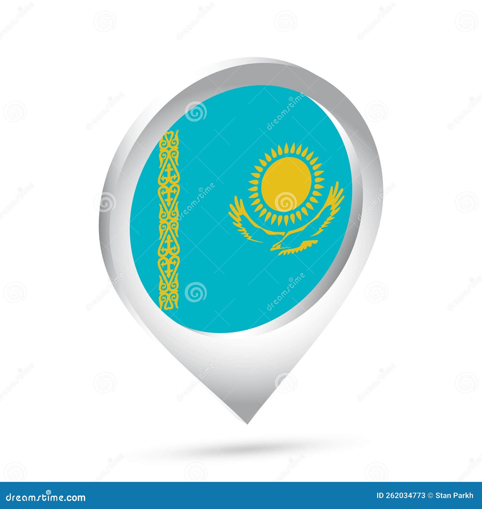 Kazakhstan Flag 3d Pin Icon Stock Vector - Illustration of landmark ...