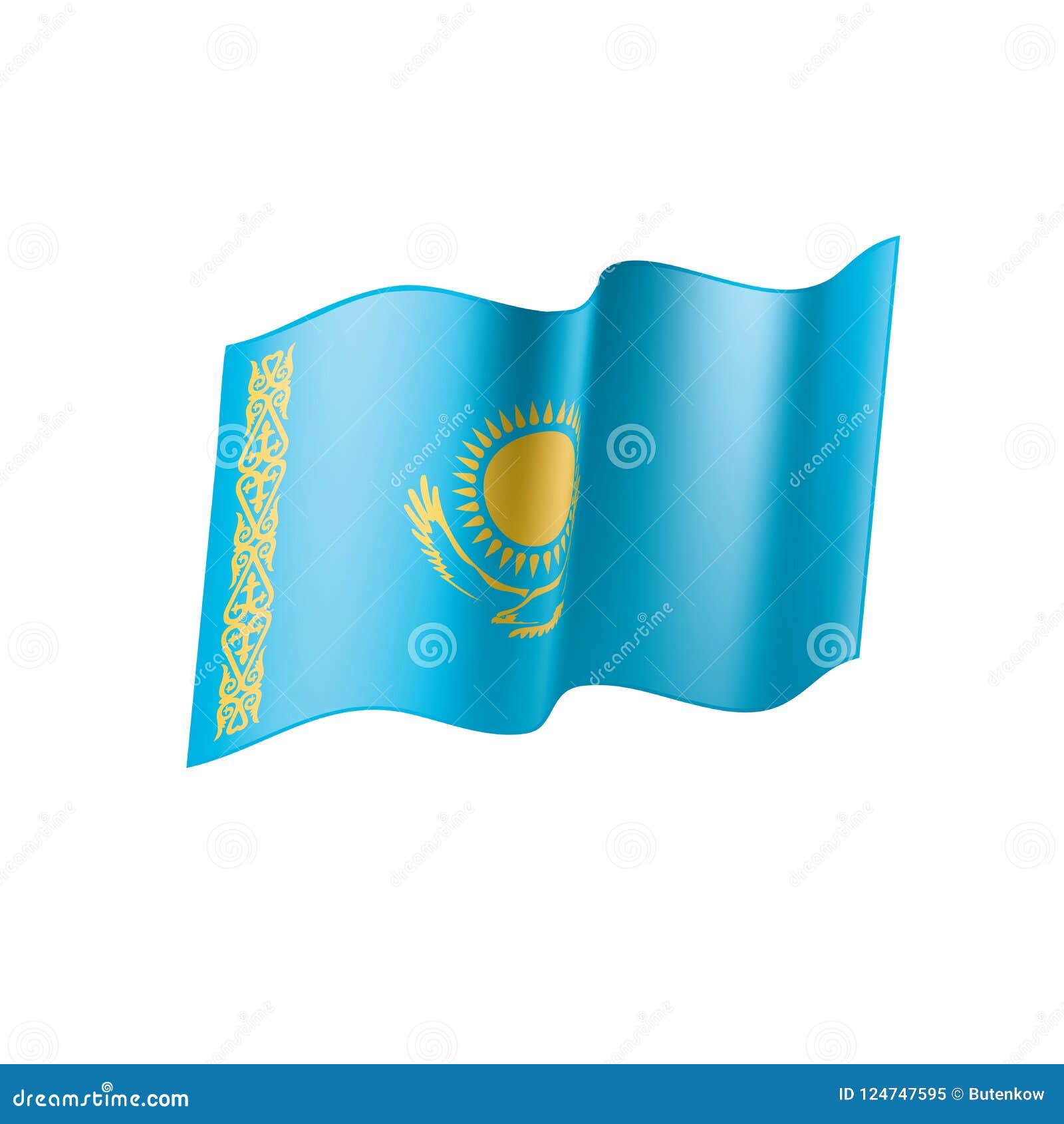 Kazakhstan Flag, Vector Illustration Stock Vector - Illustration of ...