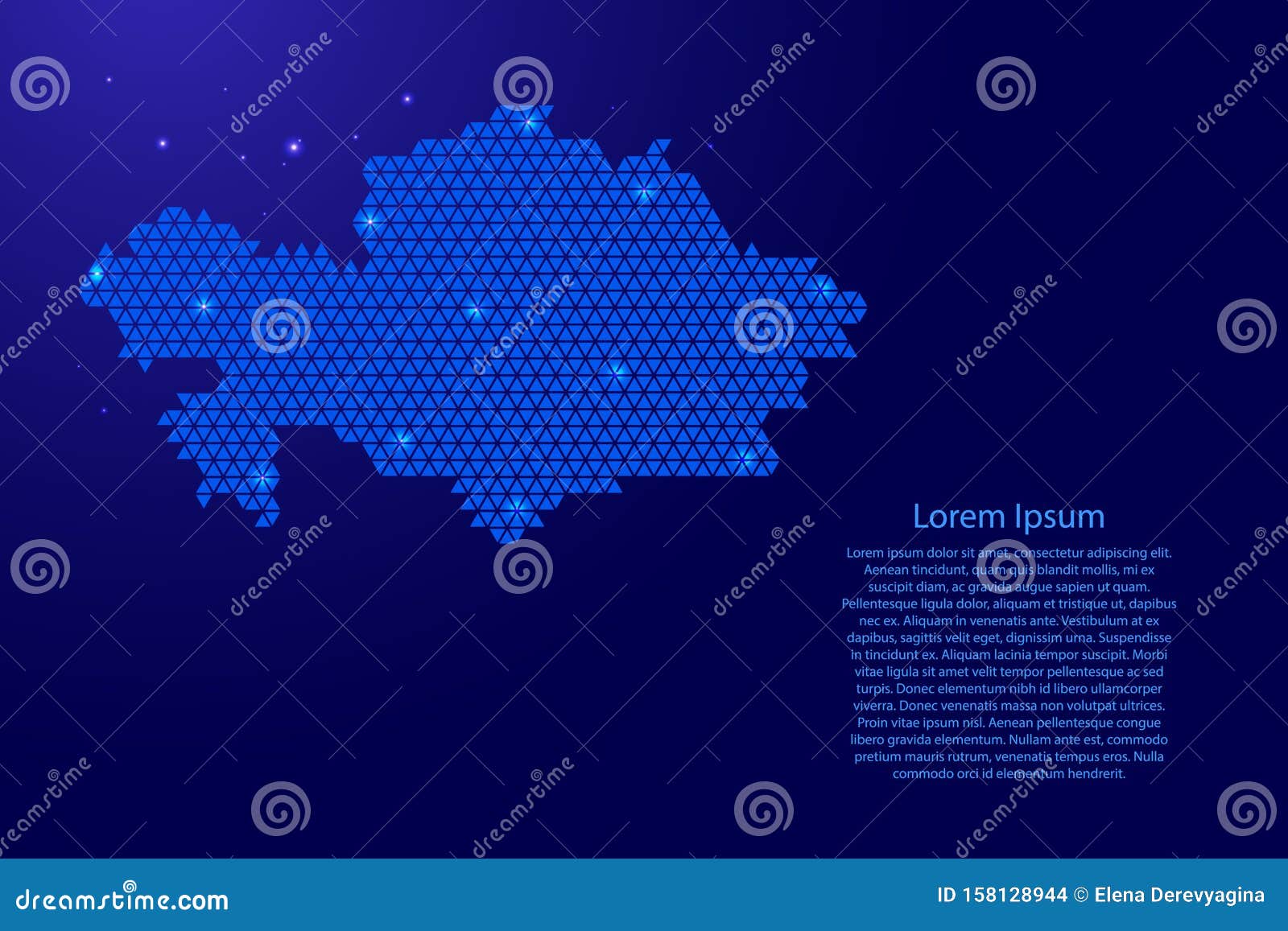 Kazakhstan Map Abstract Schematic from Blue Triangles Repeating Pattern ...