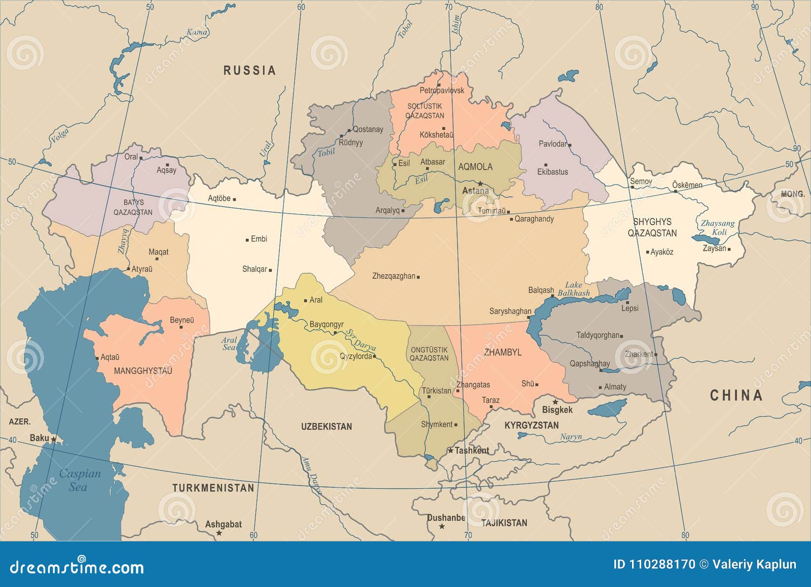 Taraz City Republic Of Kazakhstan, Jambyl Region Map Vector ...
