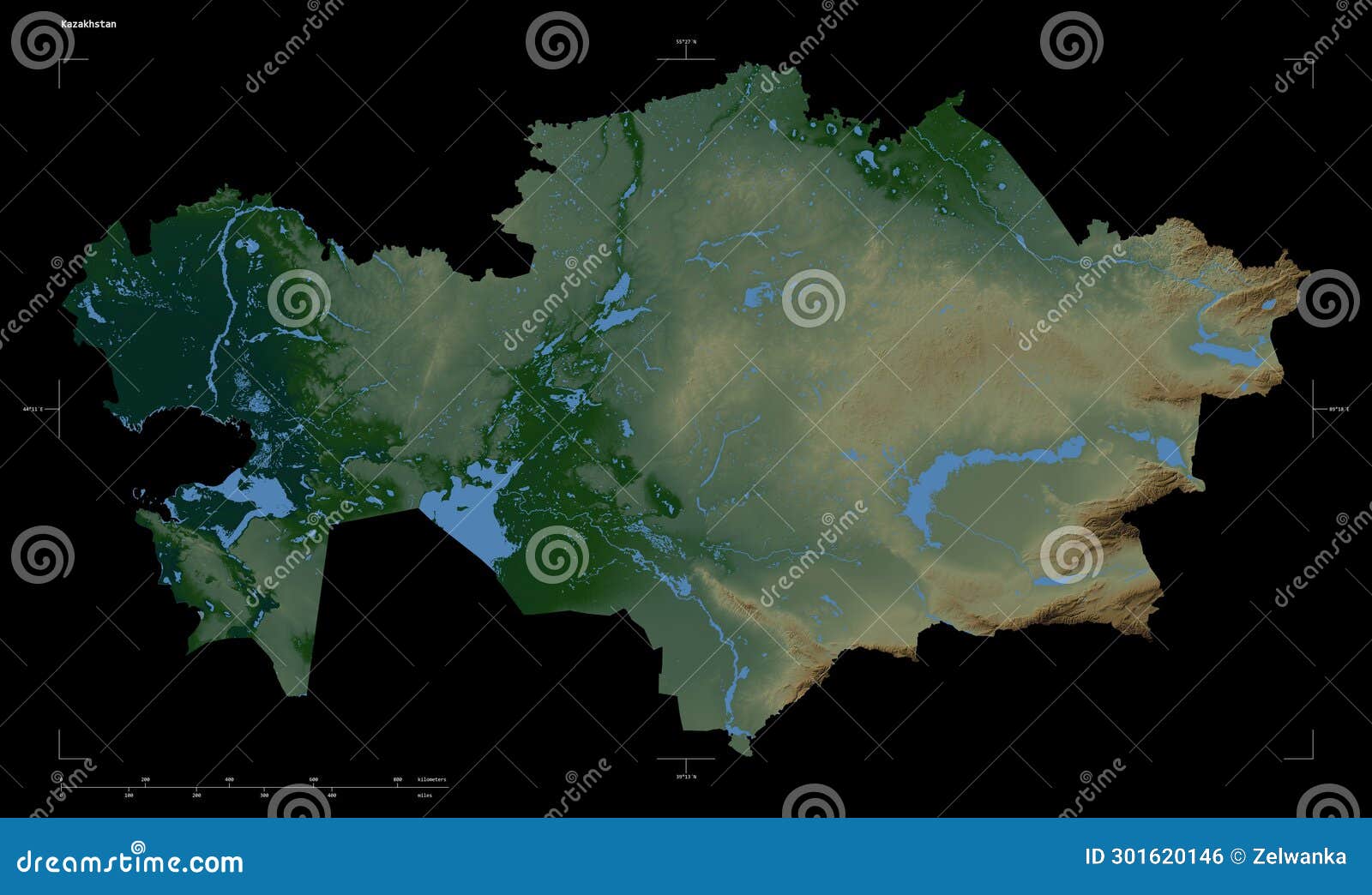 Kazakhstan Shape on Black. Physical Stock Illustration - Illustration ...