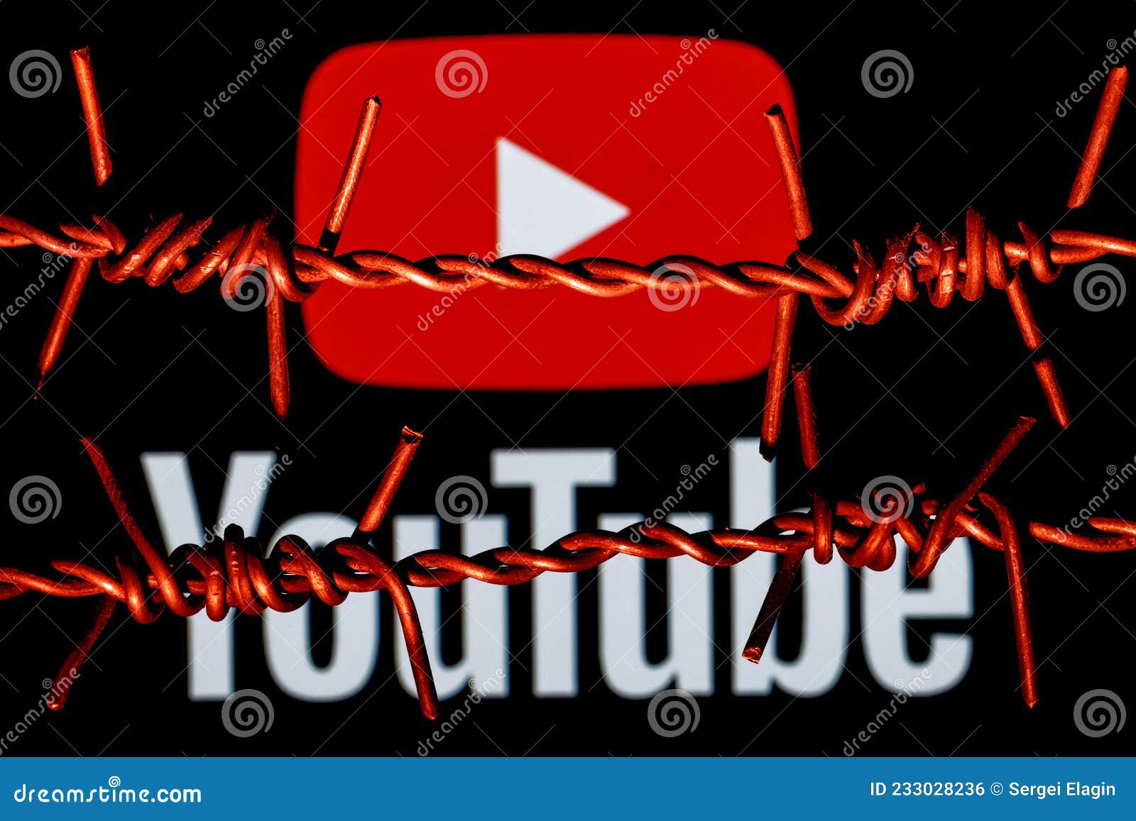 Logo of the Youtube Social Media Platform in the Reflection of a Broken ...
